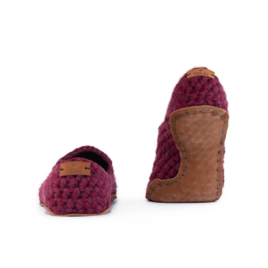 Barefoot Foot-forming House Slippers in Mulberry Red Ethically Handmade ...