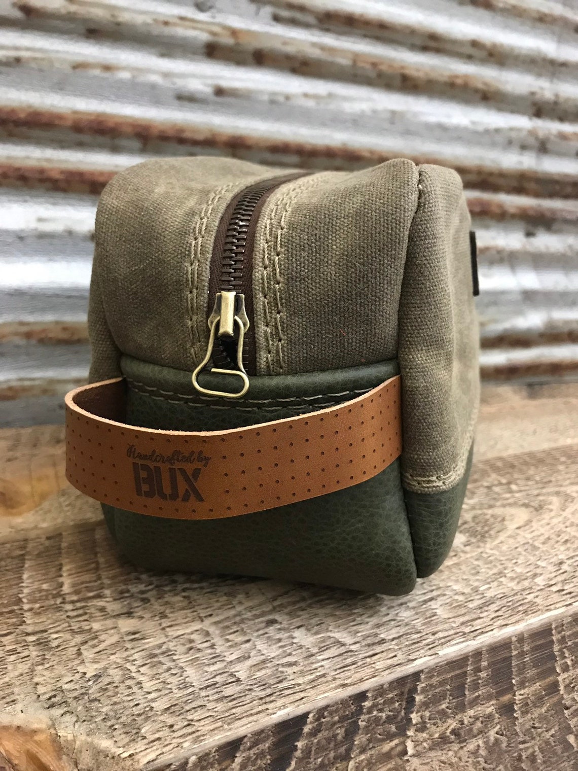 BUXDOPP Leather and Waxed Canvas Dopp Bag, Leather Travel Bag, Canvas ...