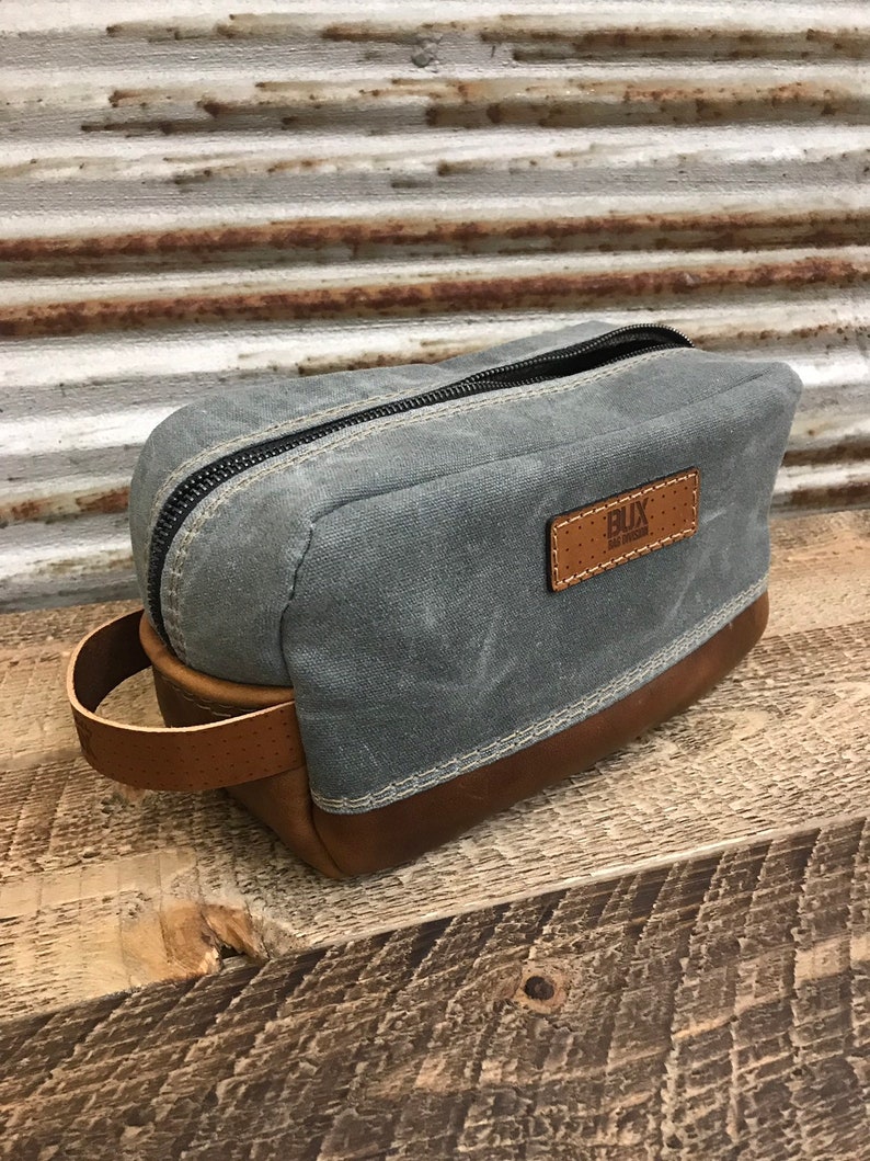 BUXDOPP Leather and Waxed Canvas Dopp Bag, Leather Travel Bag, Canvas ...
