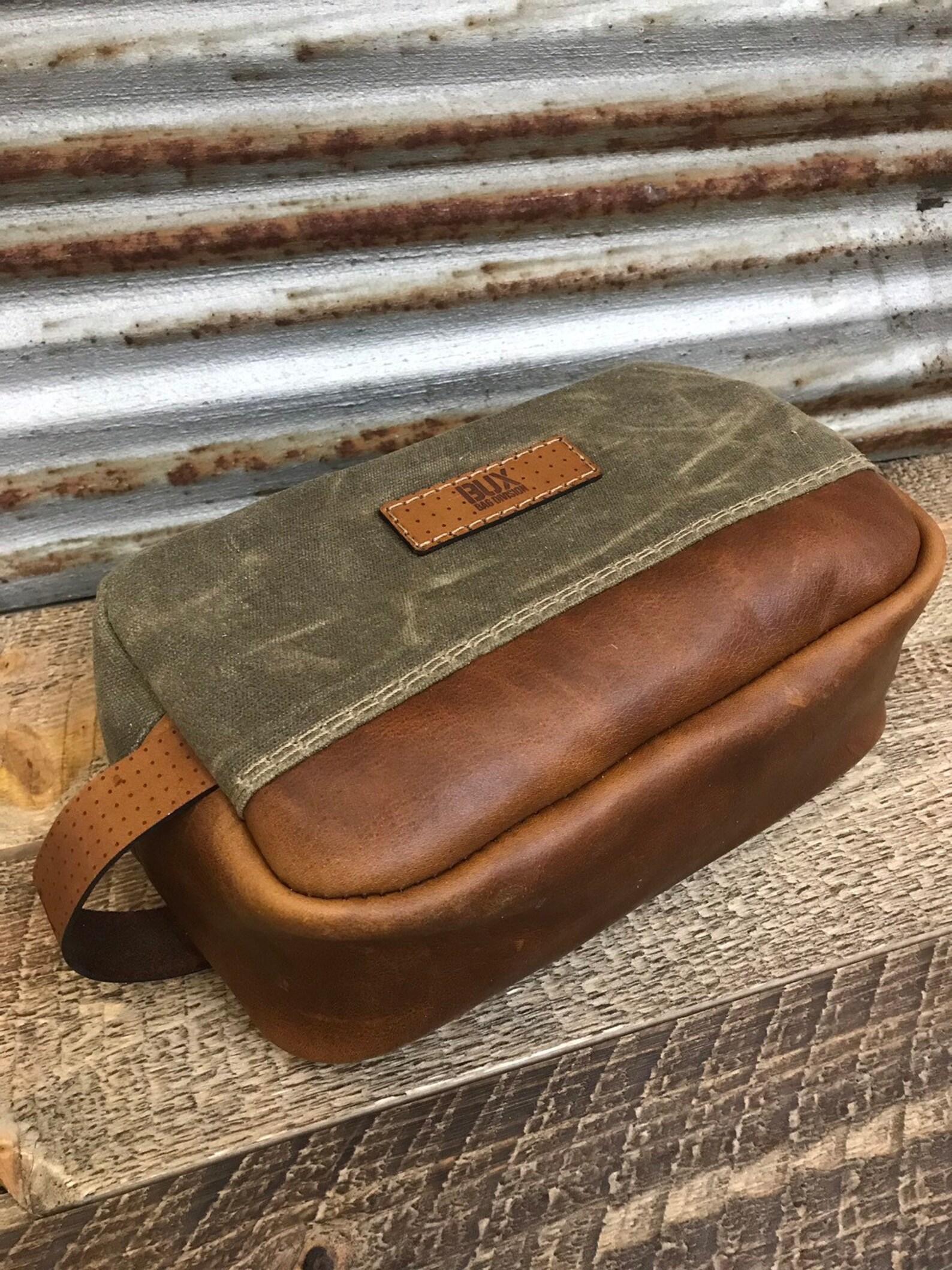 BUXDOPP Leather and Waxed Canvas Dopp Bag, Leather Travel Bag, Canvas ...