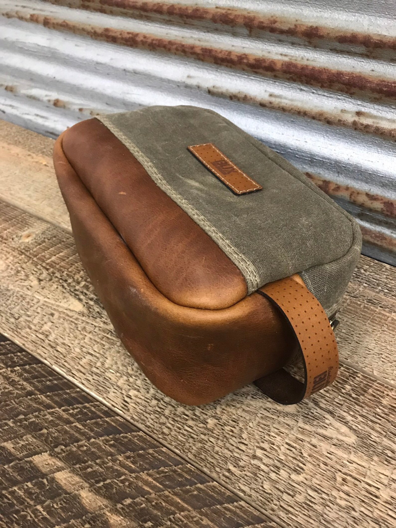 BUXDOPP Leather and Waxed Canvas Dopp Bag, Leather Travel Bag, Canvas ...
