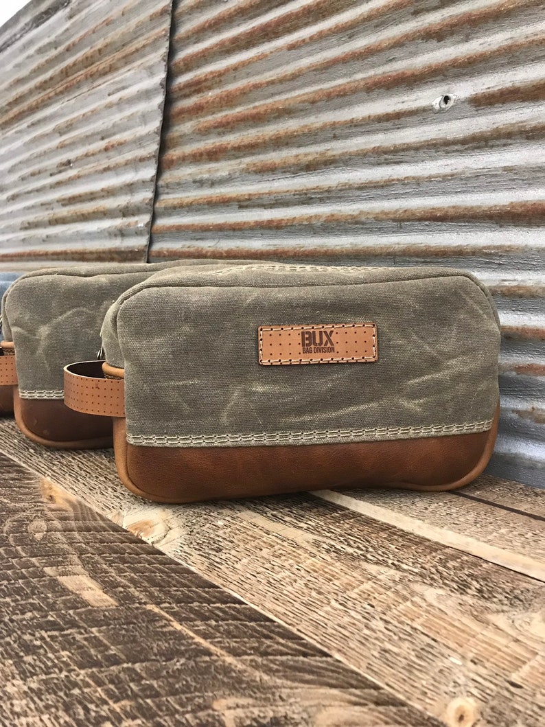 BUXDOPP Leather and Waxed Canvas Dopp Bag, Leather Travel Bag, Canvas ...
