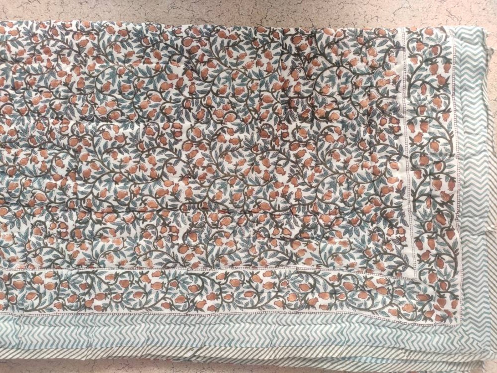 Hand Block Printed Floral Design Reversible Organic Cotton - Etsy