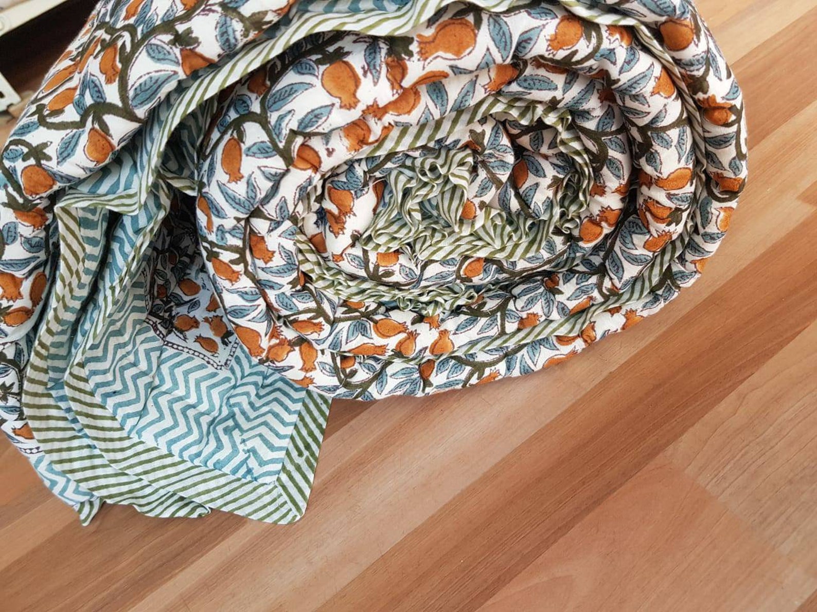 Hand Block Printed Floral Design Reversible Organic Cotton - Etsy