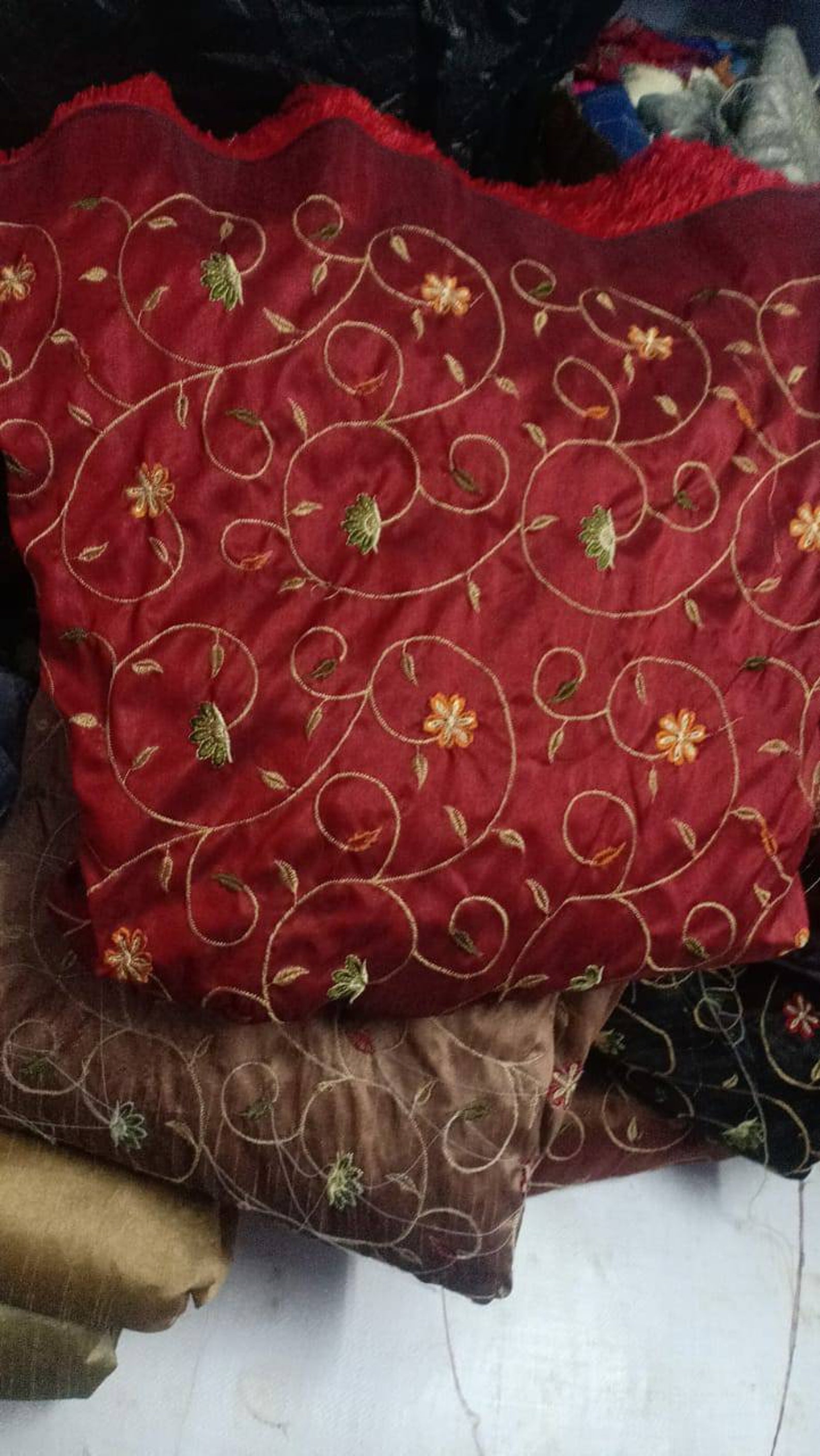 Indian Ethnic Hand Embroidery Home Decorative Poly Dupin Silk - Etsy