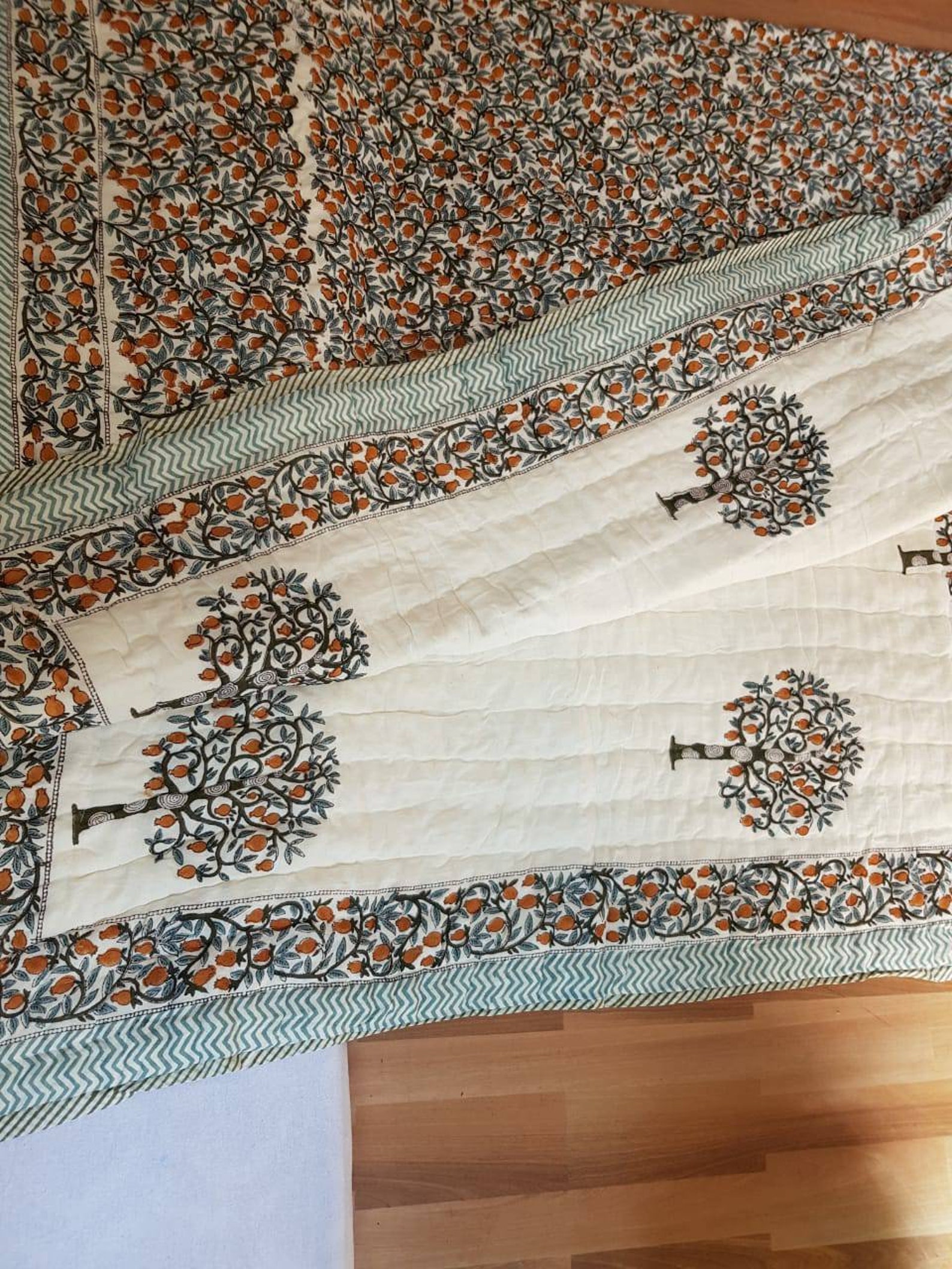 Hand Block Printed Floral Design Reversible Organic Cotton - Etsy