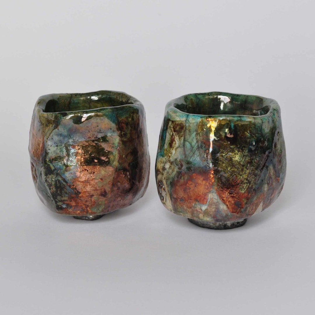 Set of Two Shiny stones. Copper Luster and Crackle - Etsy