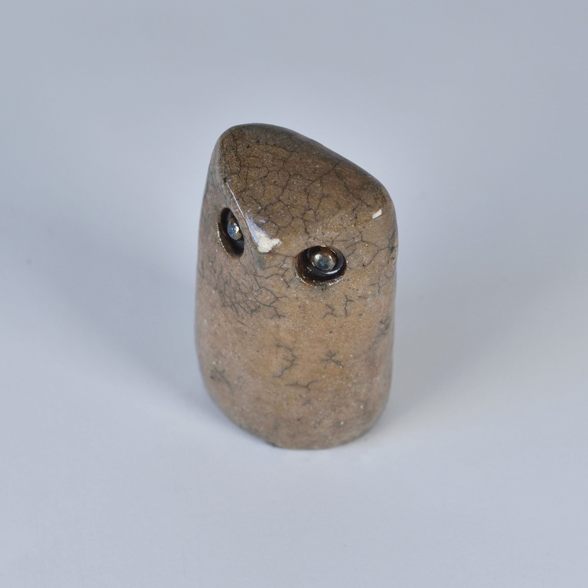 Ceramic Figurine of a Raku Owl. Light Brown Owl With Hairline ...