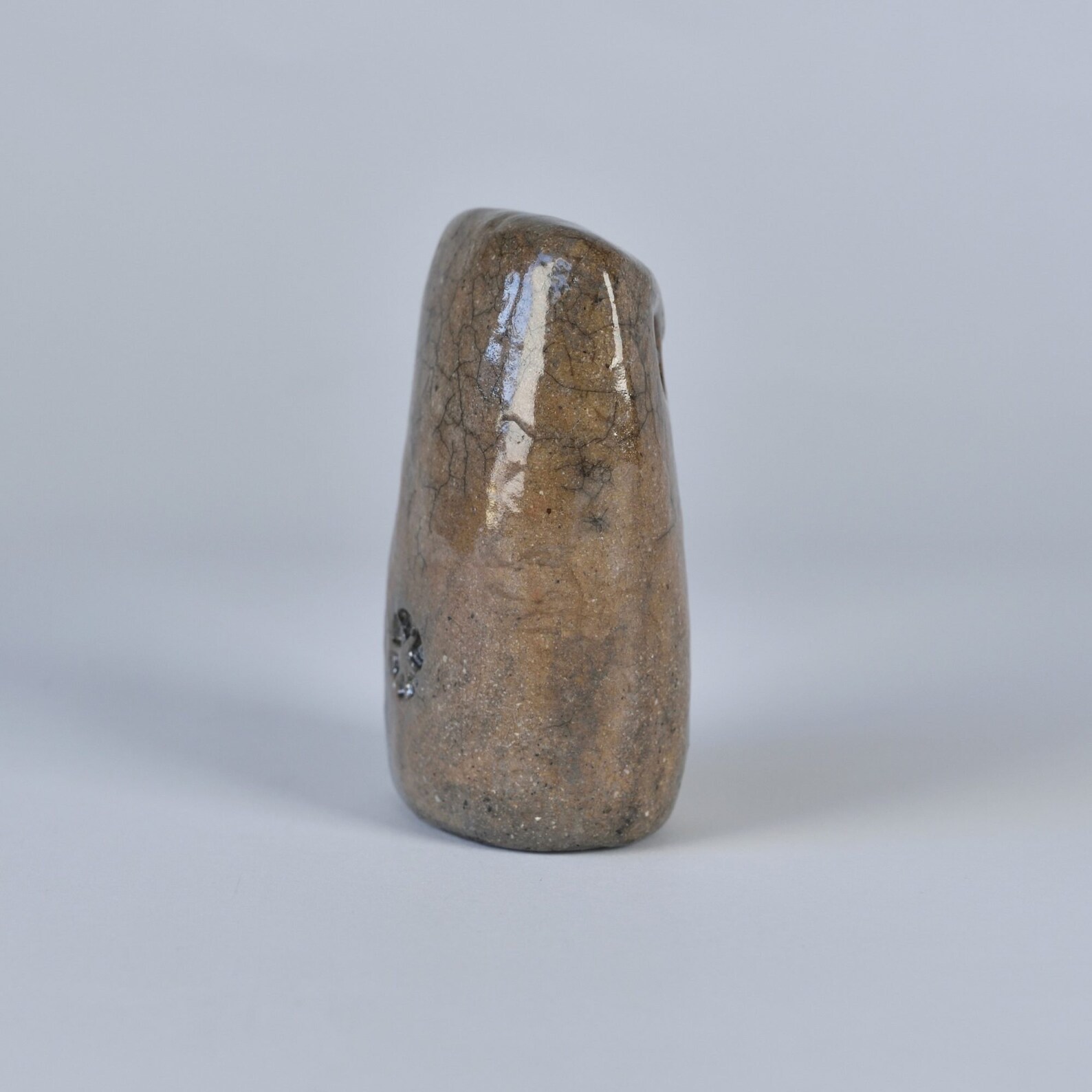 Ceramic Figurine of a Raku Owl. Light Brown Owl With Hairline ...