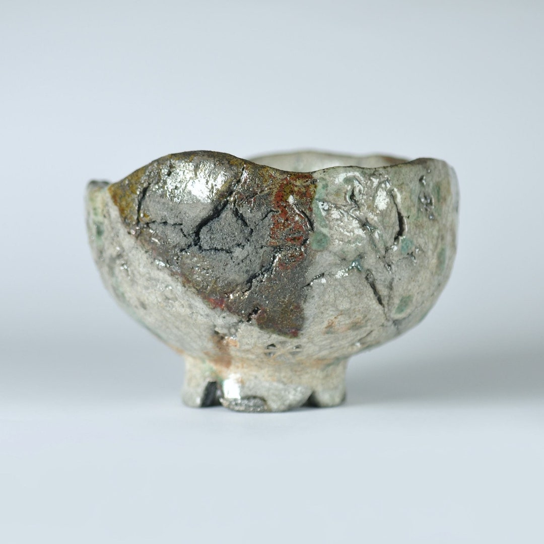 Matcha Chawan. Copper Luster Inside and Crazing Effects. Raku Pottery ...