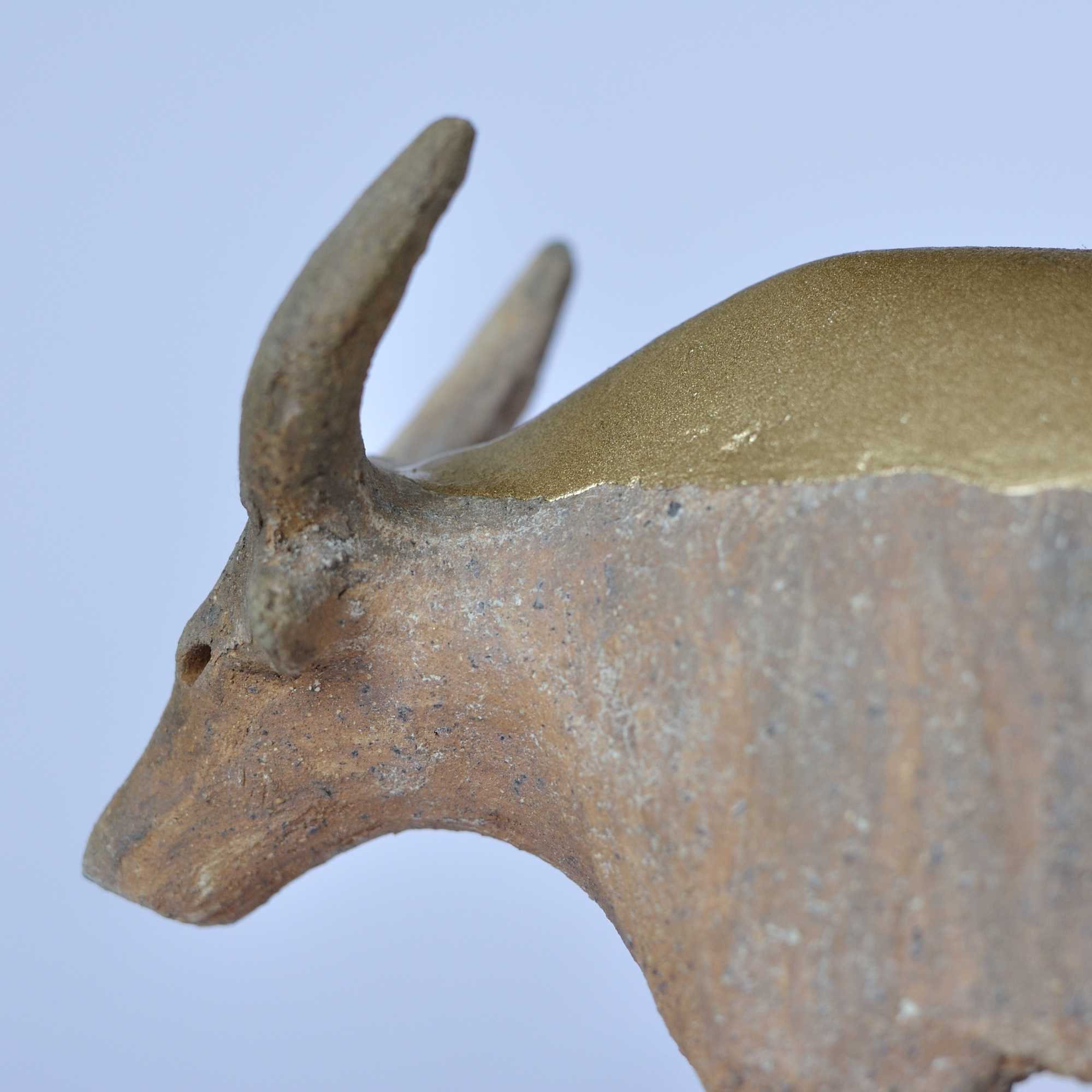 Tibetan Yak. Ceramic Sculpture of a Yak. Bisque and Kintsugi. Raku ...