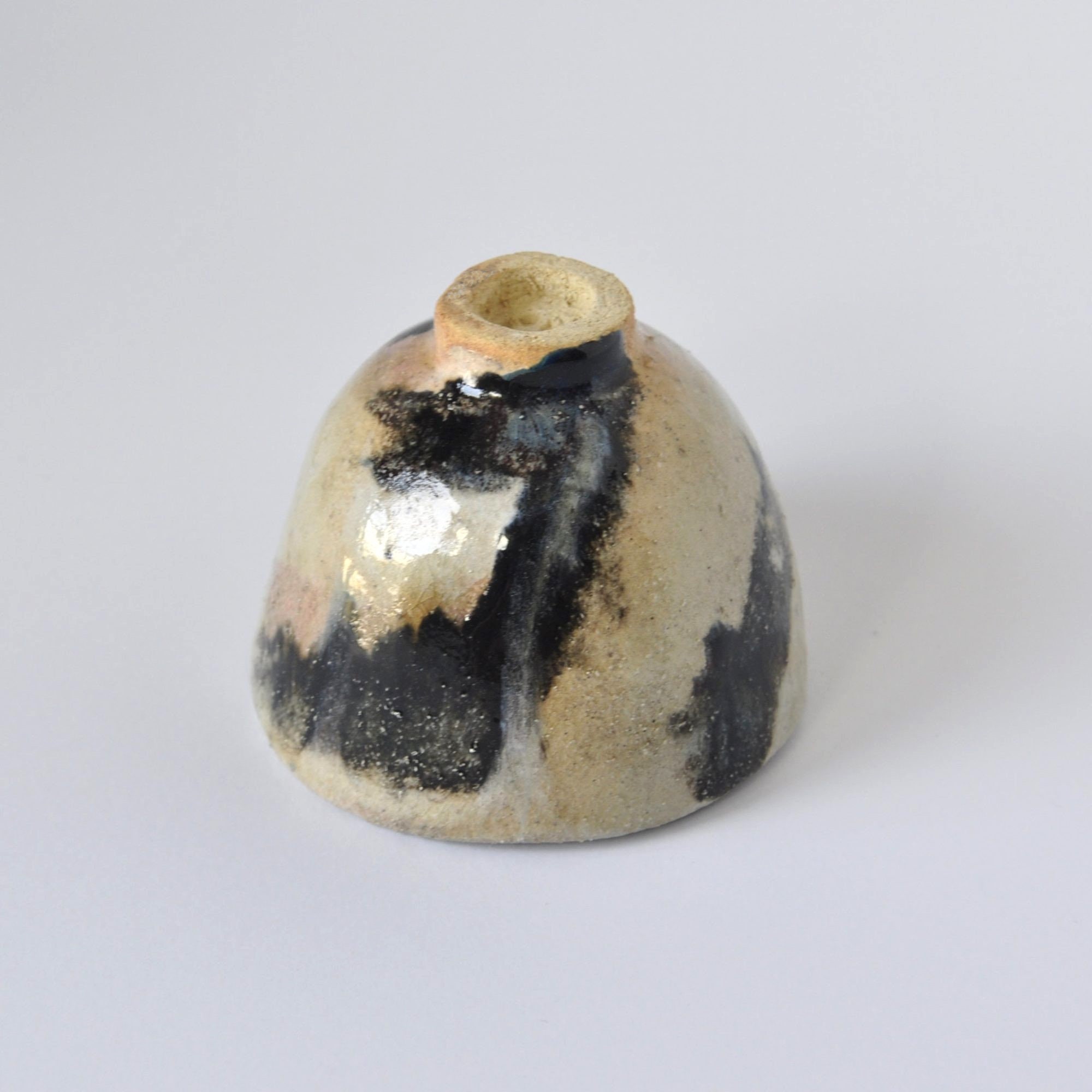 Raku Pottery Chawan. Light Grey With Pink Blue Dark Brown - Etsy