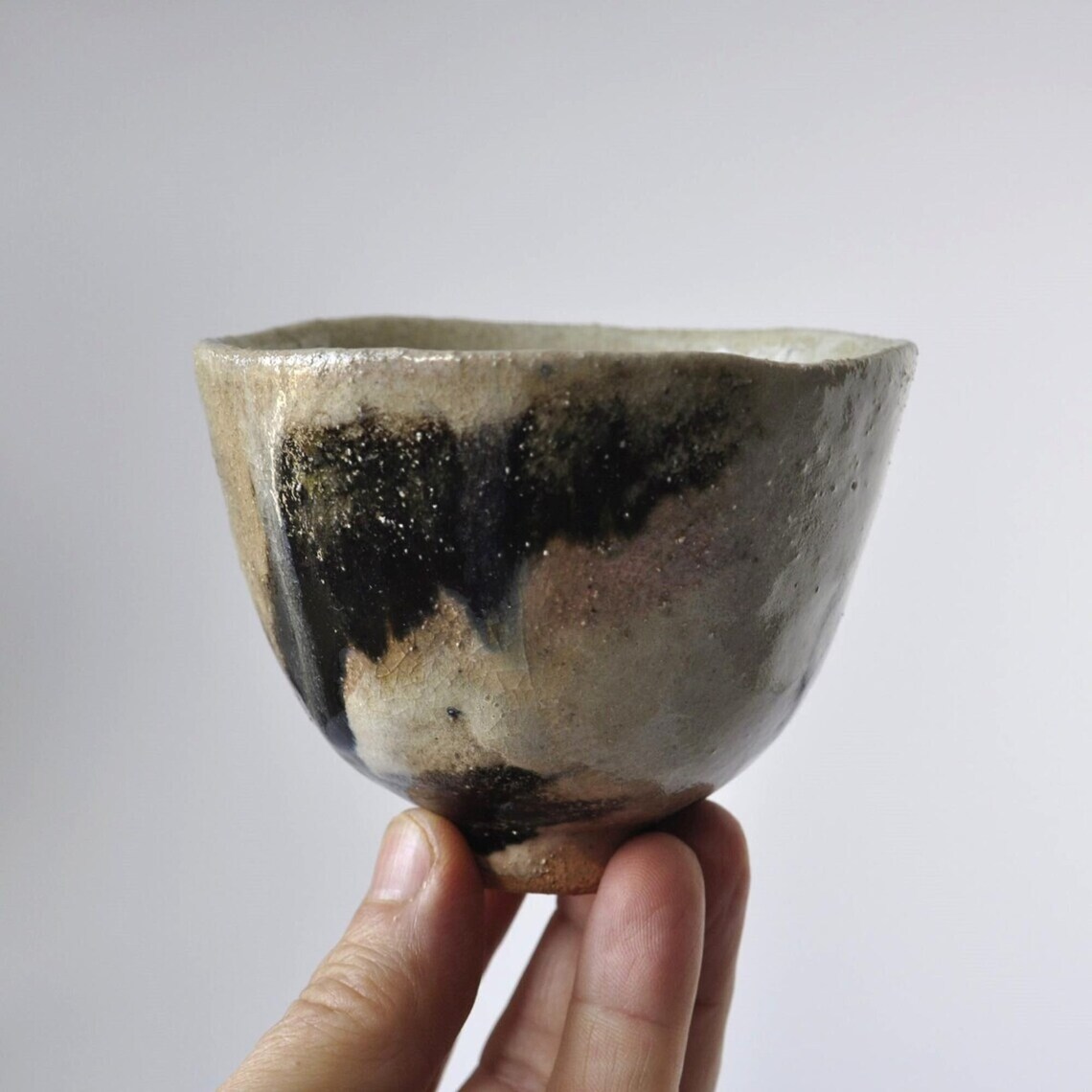 Raku Pottery Chawan. Light Grey With Pink Blue Dark Brown - Etsy