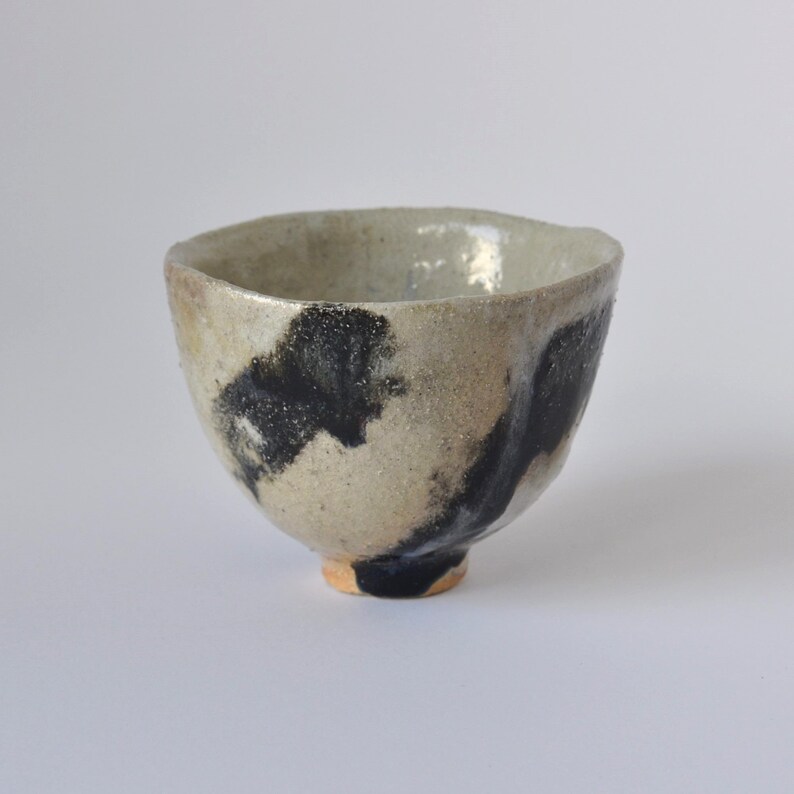 Raku Pottery Chawan. Light Grey With Pink Blue Dark Brown - Etsy