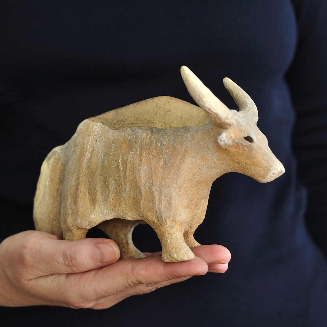 Tibetan Yak. Ceramic Sculpture of a Yak. Bisque and Kintsugi. Raku ...