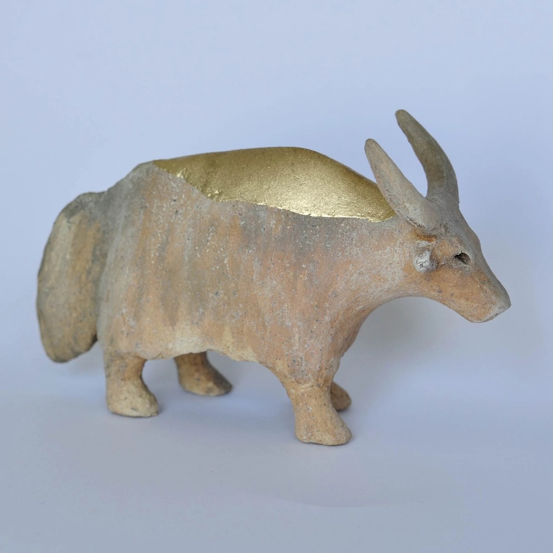 Tibetan Yak. Ceramic Sculpture of a Yak. Bisque and Kintsugi. Raku ...