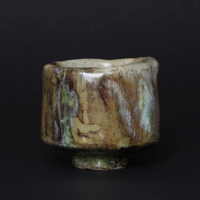 Raku Pottery Chawan in the Colors of Amber. Hand-painted With a Brush ...