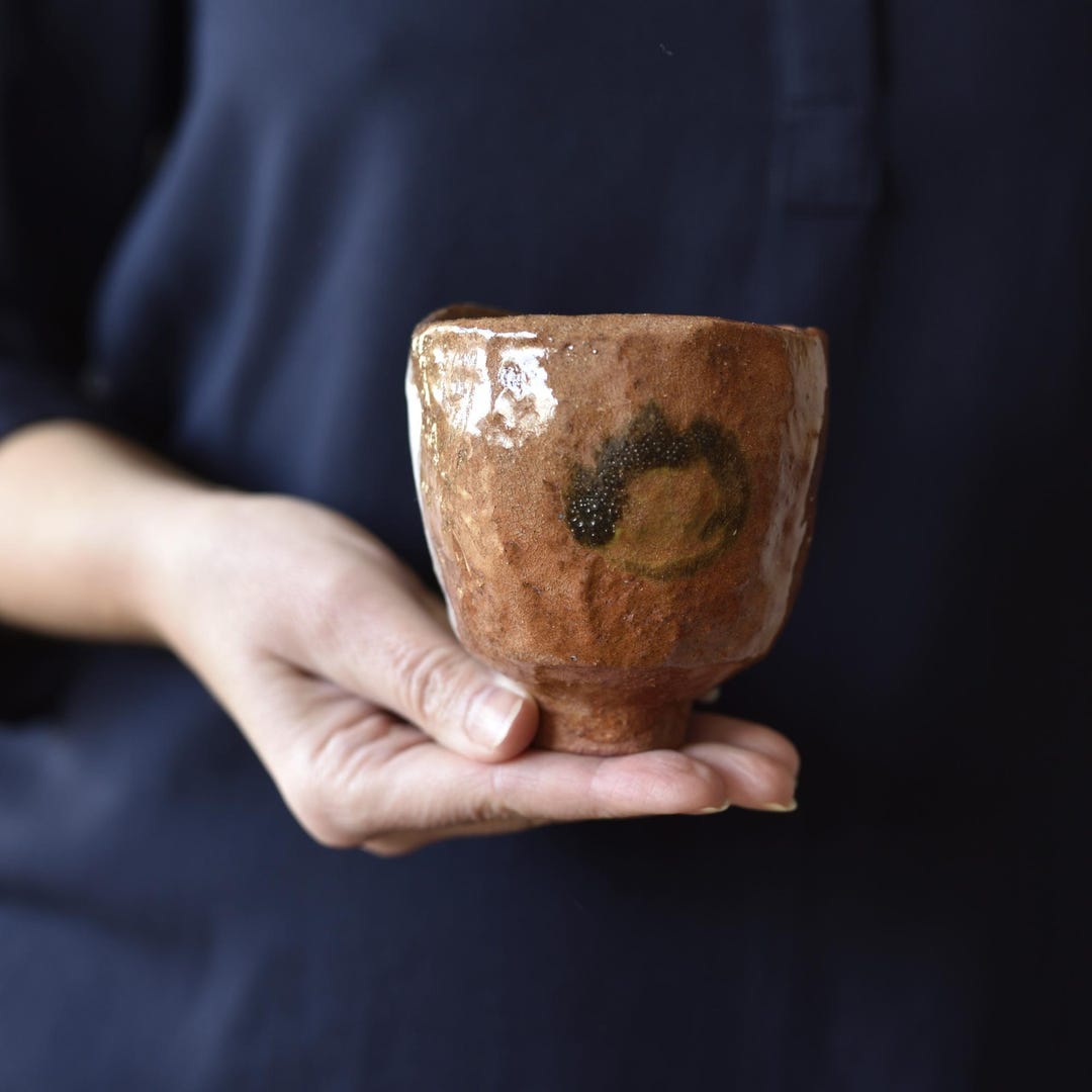 Handmade Raku Chawan – Orange-brown Tea Bowl With Brush Decoration ...