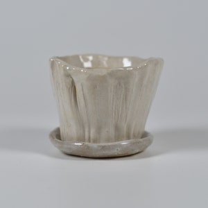 White Ceramic Planter With Saucer. Raku Pottery. - Etsy