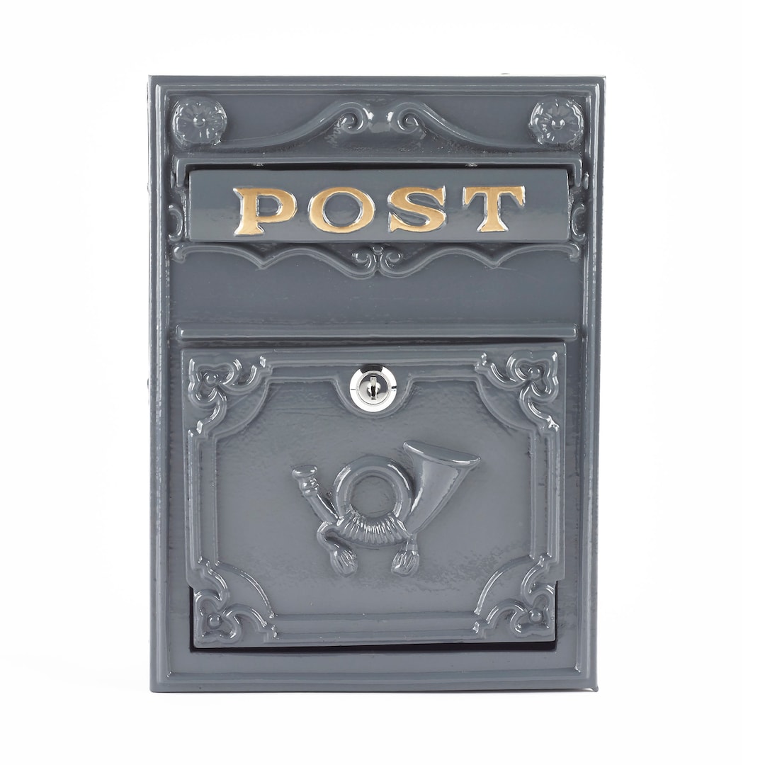 REGAL GREY Outside Post Box Wall Mounted Mailbox External Postbox ...