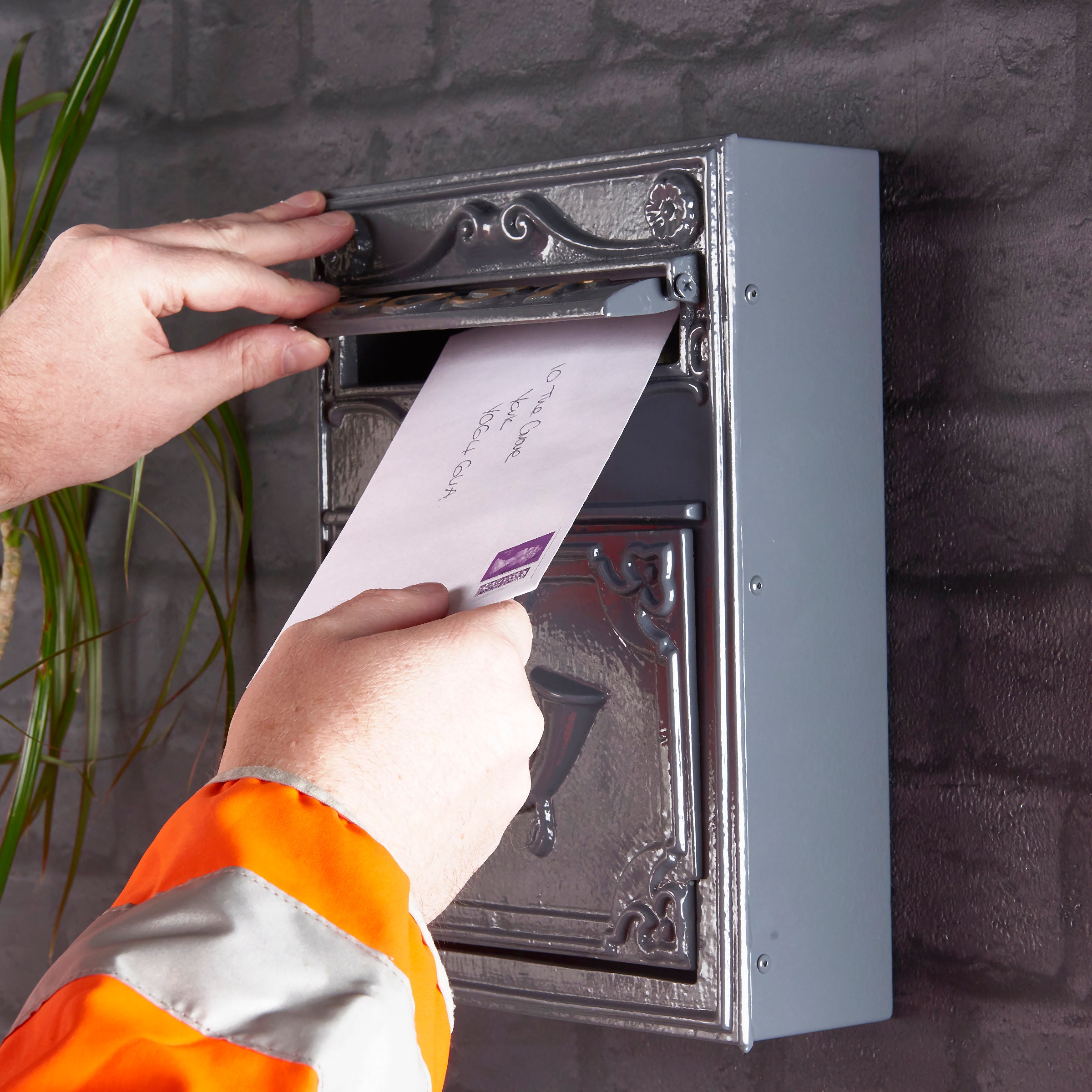 REGAL GREY Outside Post Box Wall Mounted Mailbox External Postbox ...