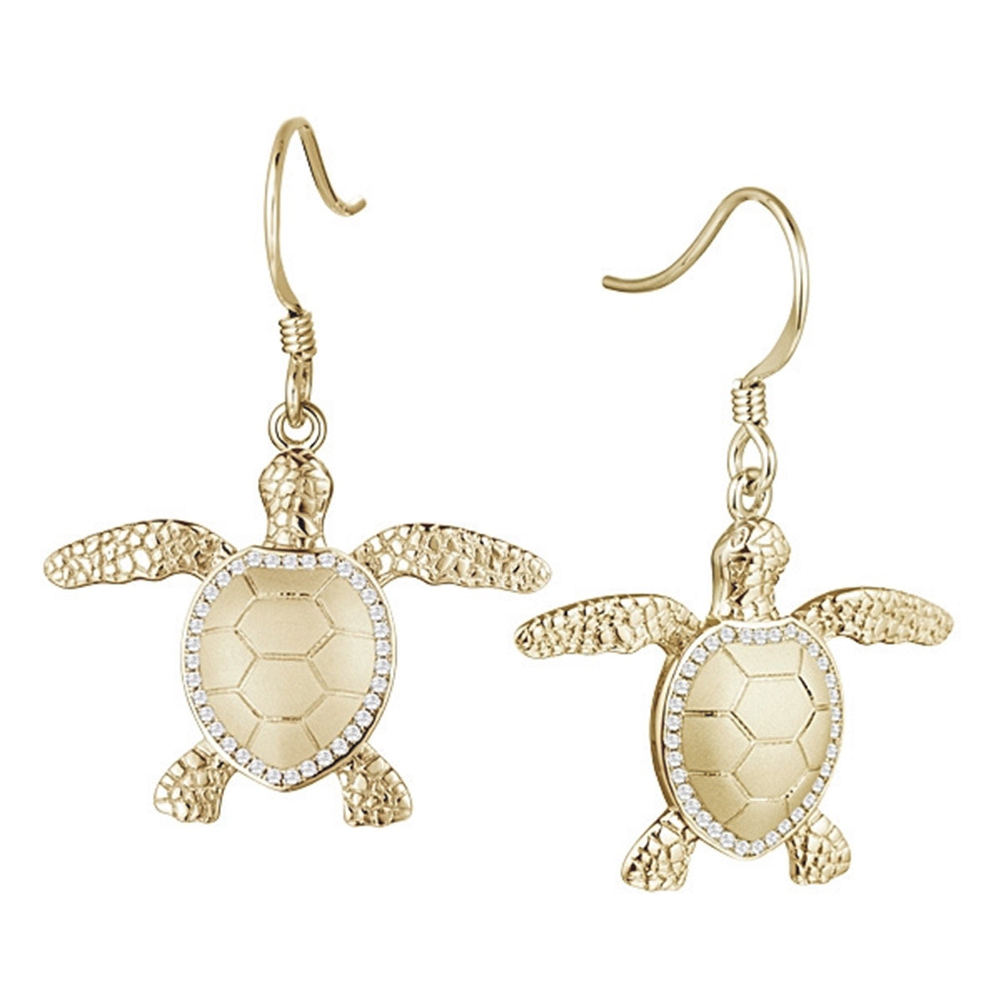 14kt Turtle Dangle Earrings With Diamonds - Etsy