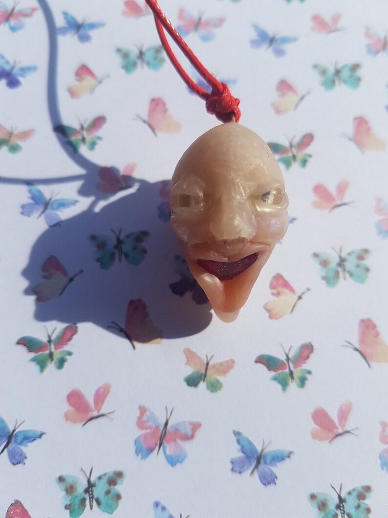 Pastel Gothic ,ugly and Cute Doll Head Pendant With Red Crystal - Etsy