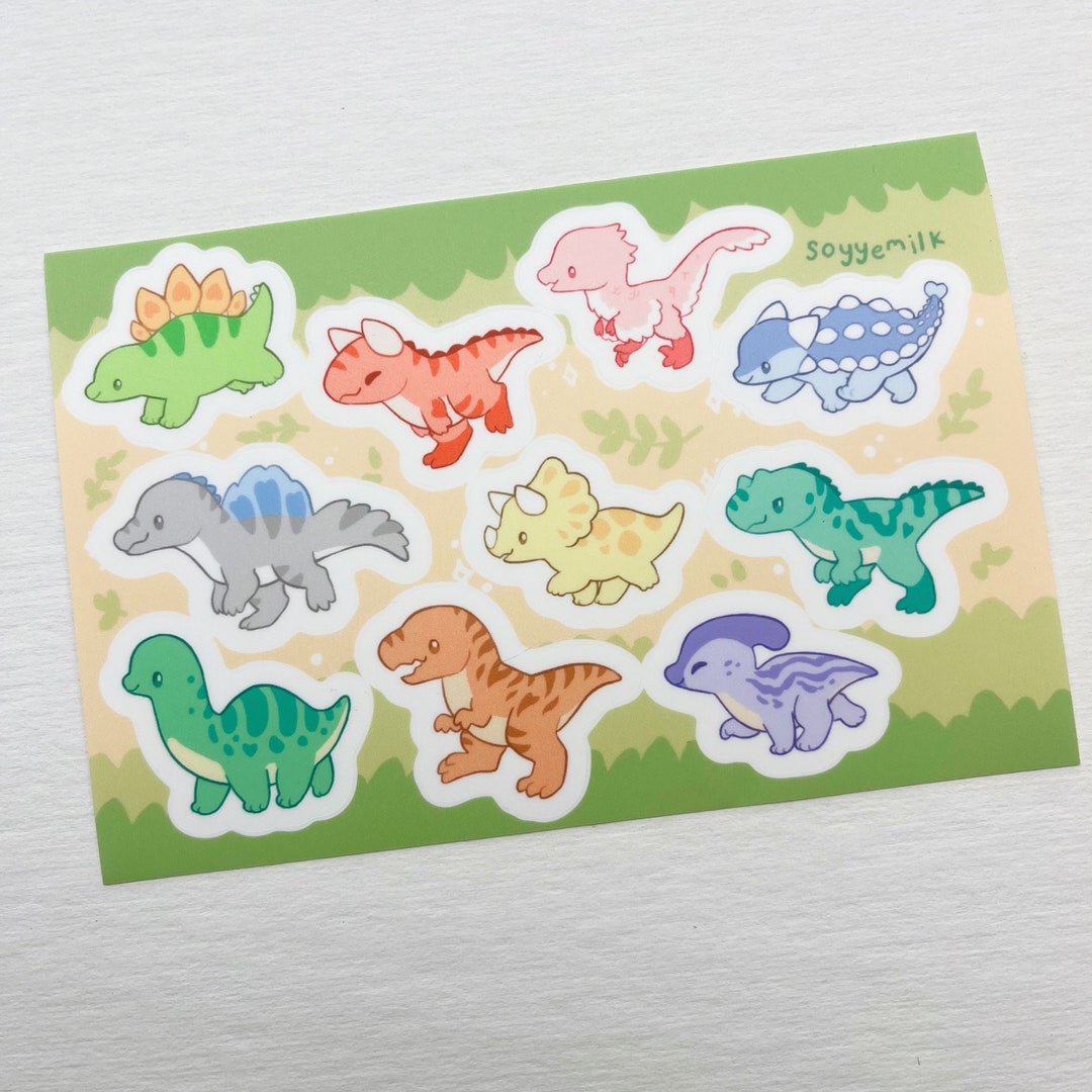 Cute Pastel Dinosaurs Sticker Sheet - Etsy