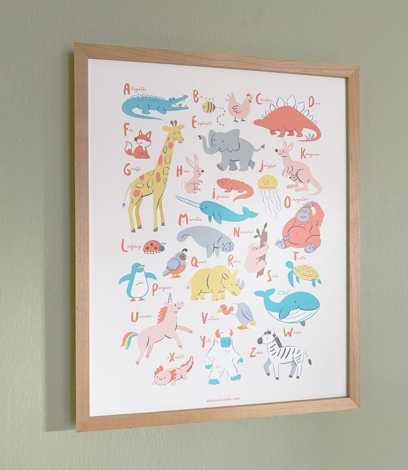 Animal Alphabet Poster ABC Nursery Art Kid's Art - Etsy