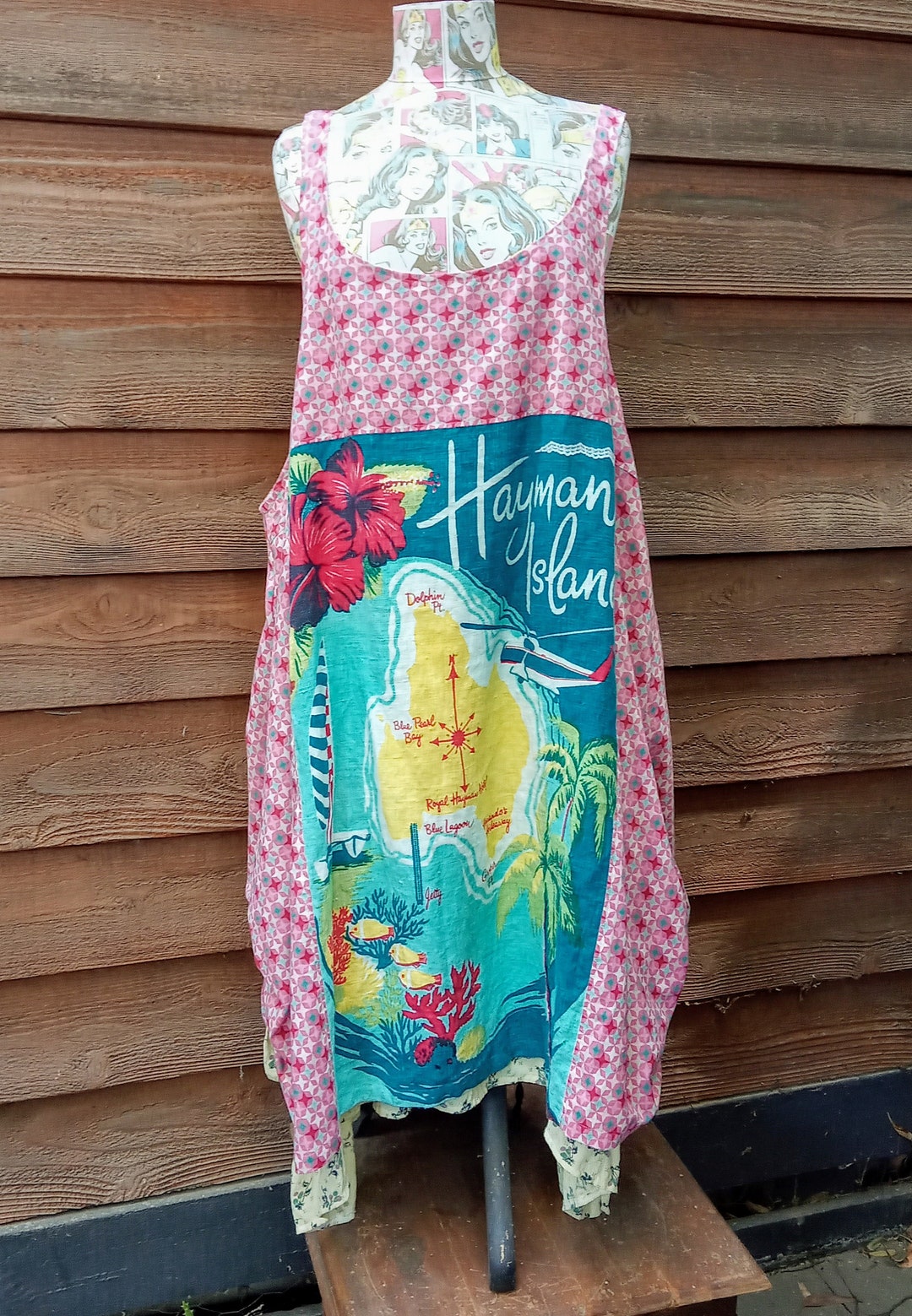 Tea Towel Pinafore Dress 'hayman Island', Pinks and Blues, Atomica ...