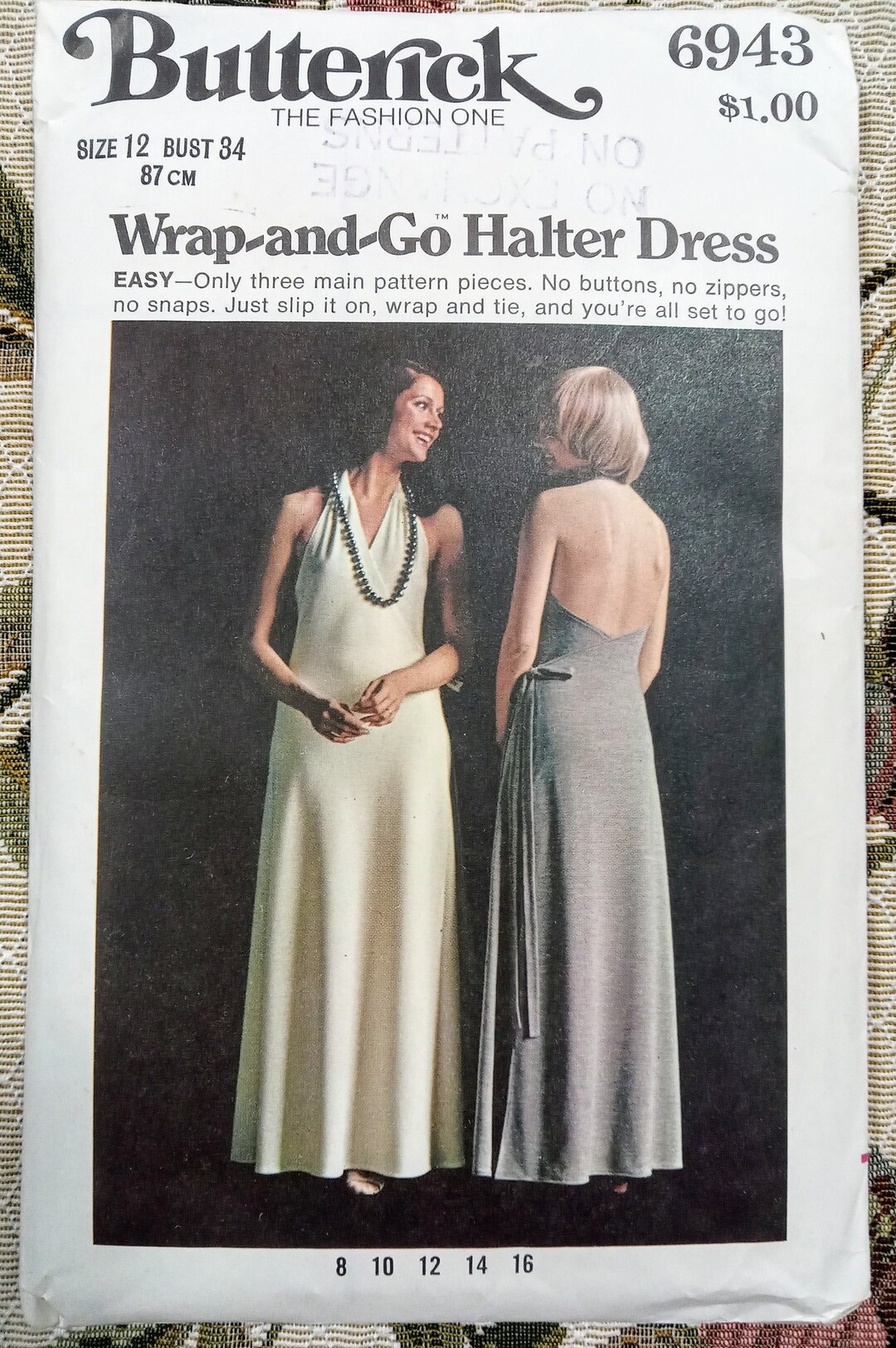 Butterick 6943 Size 12, Bust 34, Misses' Wrap and Go Evening Dress ...