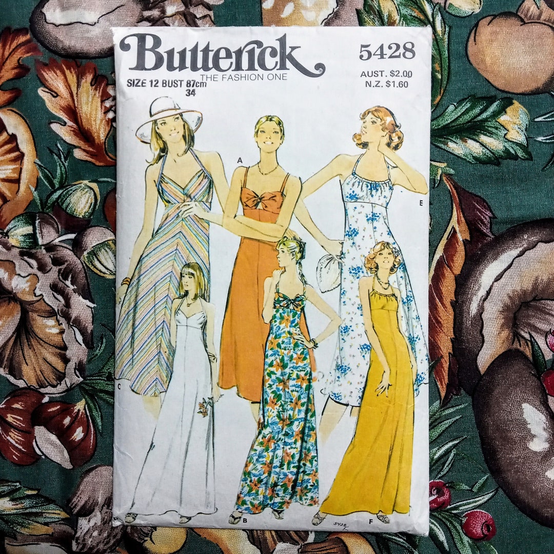 Butterick 5428 Misses' High Waisted Dress in Six Styles, Size 12, Bust ...
