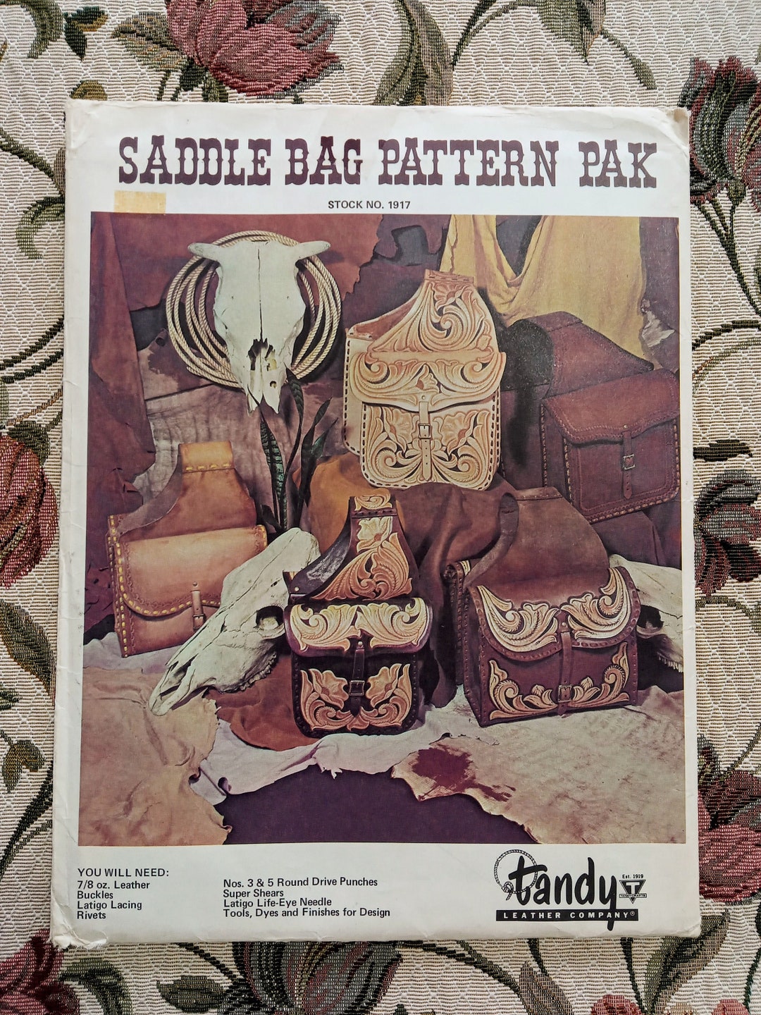 Saddle Bag Pattern Tandy Leather Company, 70s Sewing Pattern, Factory ...