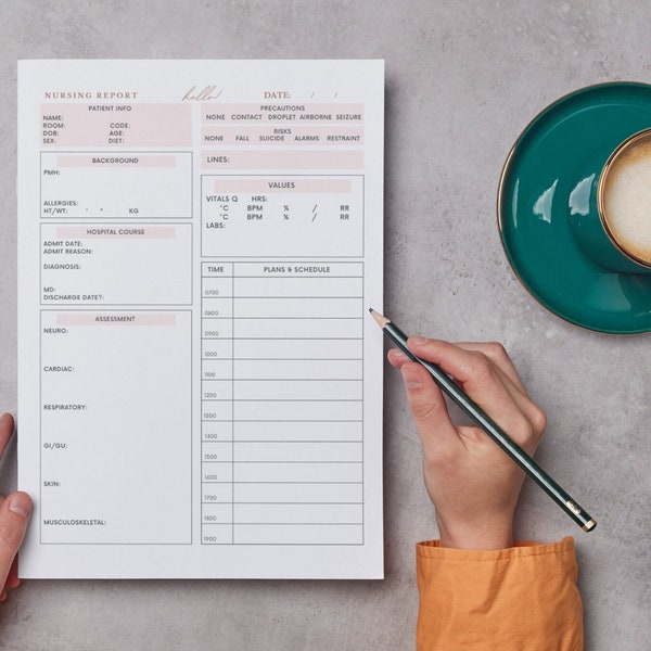 Nurse Report Sheet - Etsy