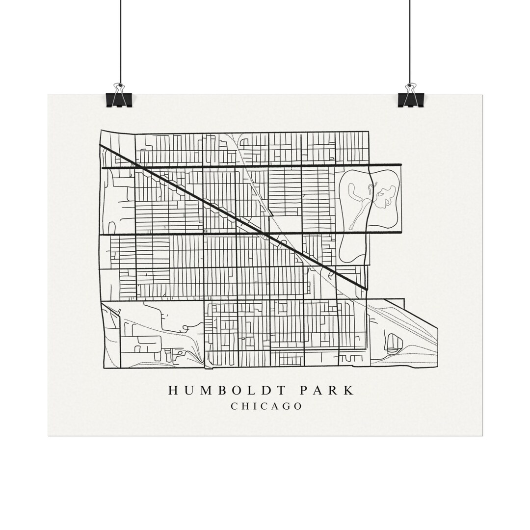 Humboldt Park Neighborhood Map Chicago Art Print Customizable Chicago ...