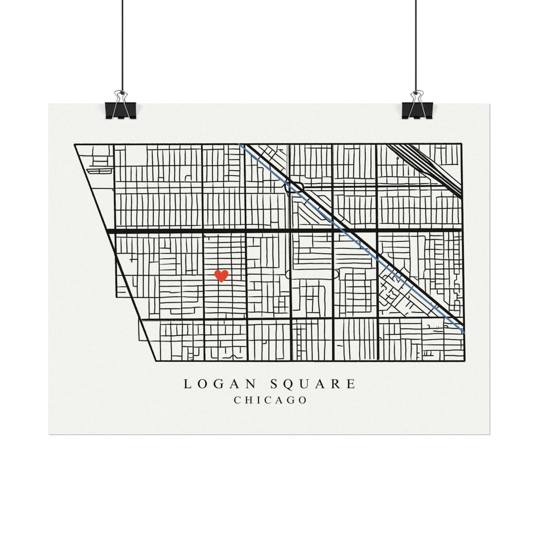 Logan Square Neighborhood Map Chicago Art Print Customizable Chicago ...