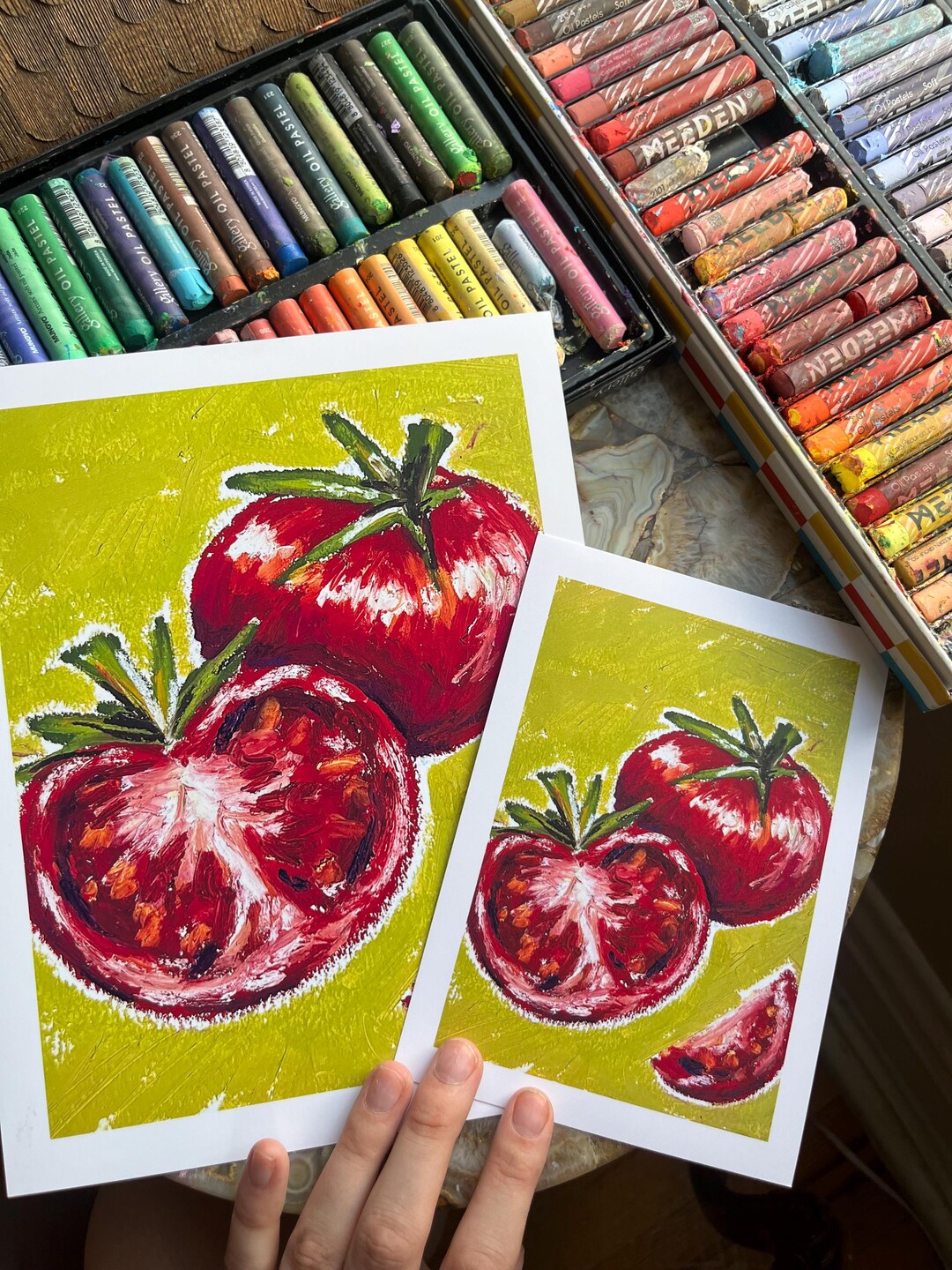 Oil Pastel Tomato Art Print | Fruit & Vegetable Kitchen Wall Art ...