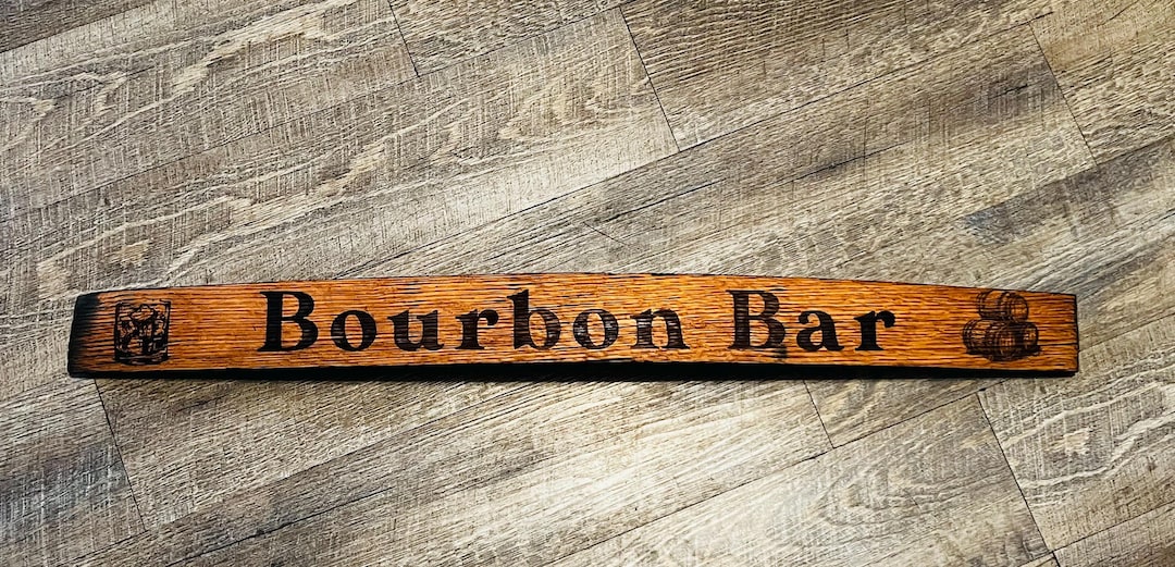 Bourbon Bar Whiskey Bourbon Barrel Stave Sign | Personalized Bourbon ...