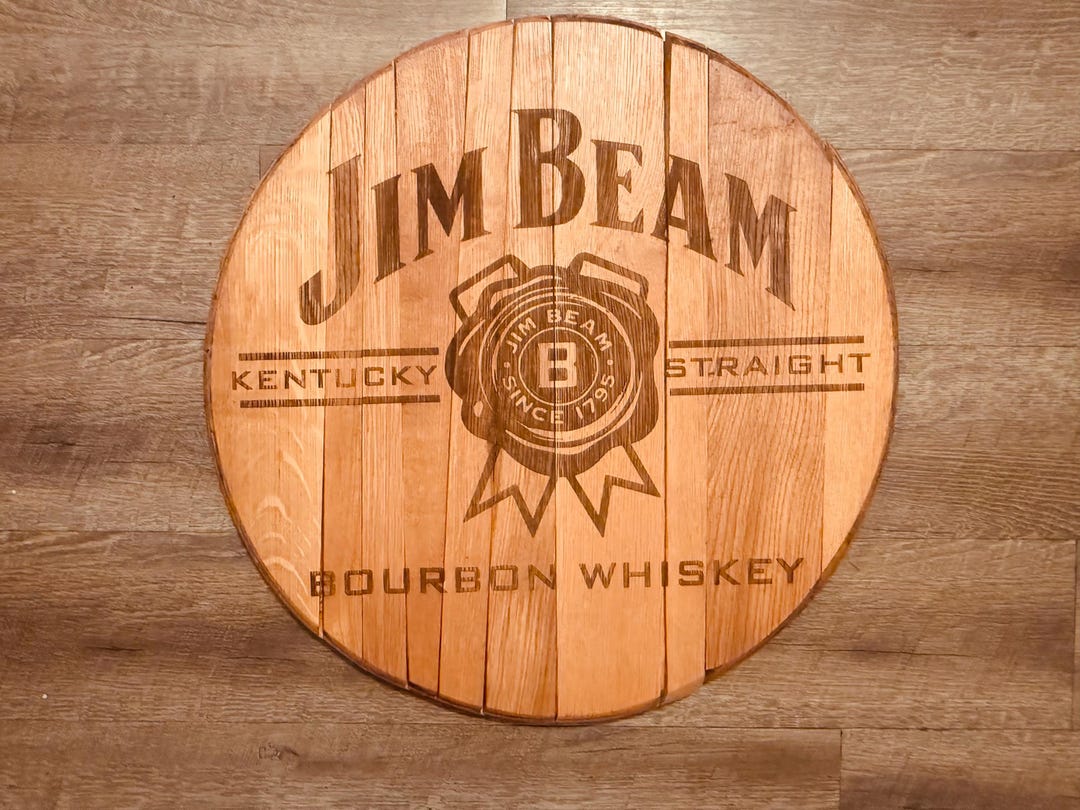 Jim Beam Bourbon Barrel Head | Laser Engraved Whiskey Bar Sign ...