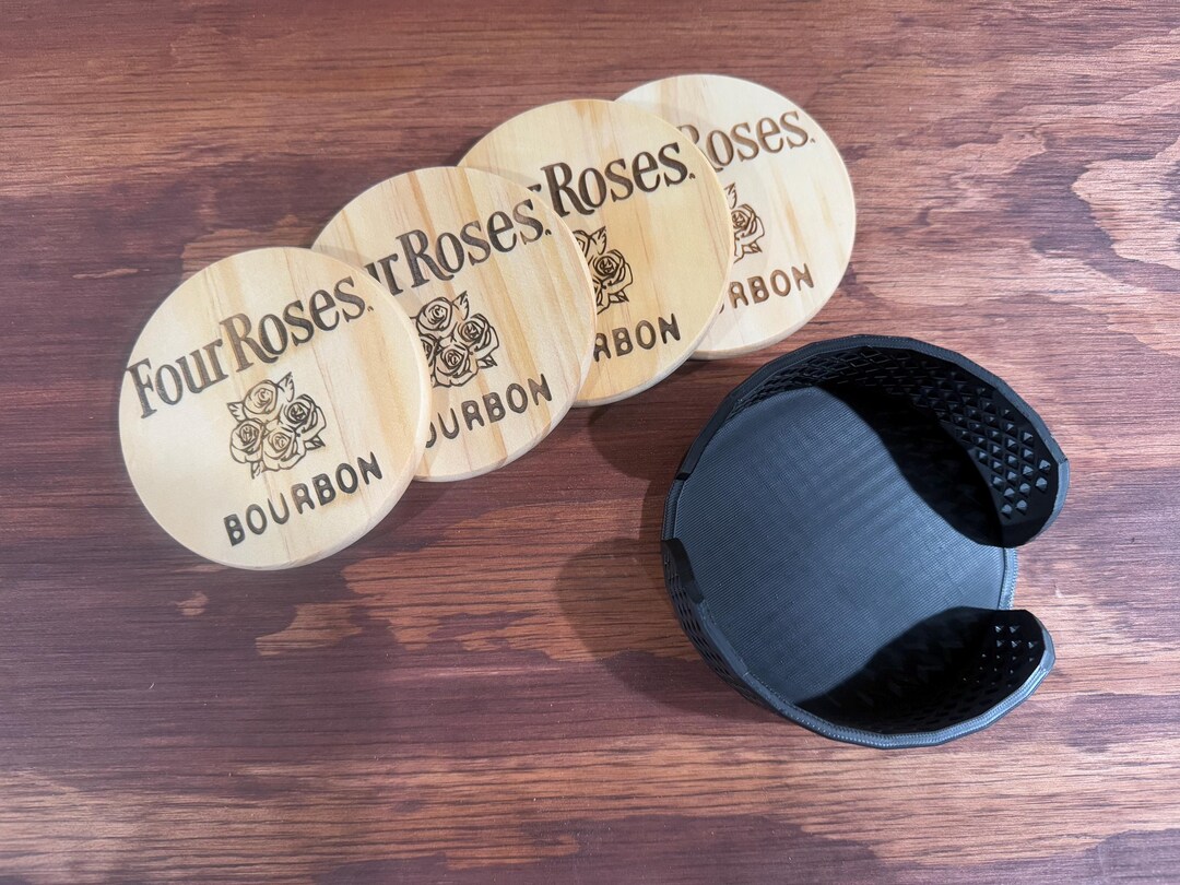 Four Roses Bourbon Coaster Set | Rustic Wood Barrel Head | Bourbon ...