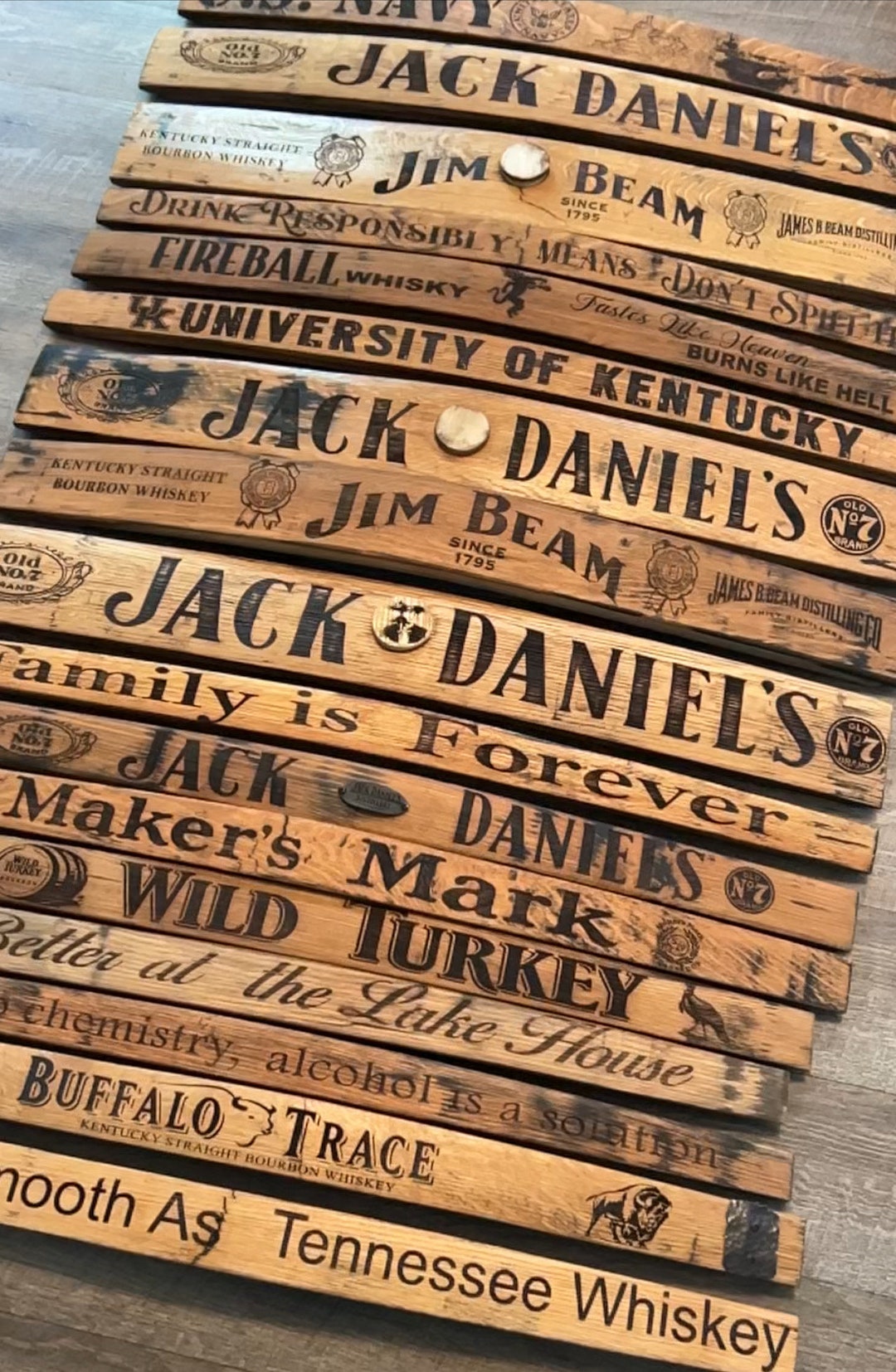Personalized Whiskey Barrel Stave Sign: Engraved Family Name Wall Art ...