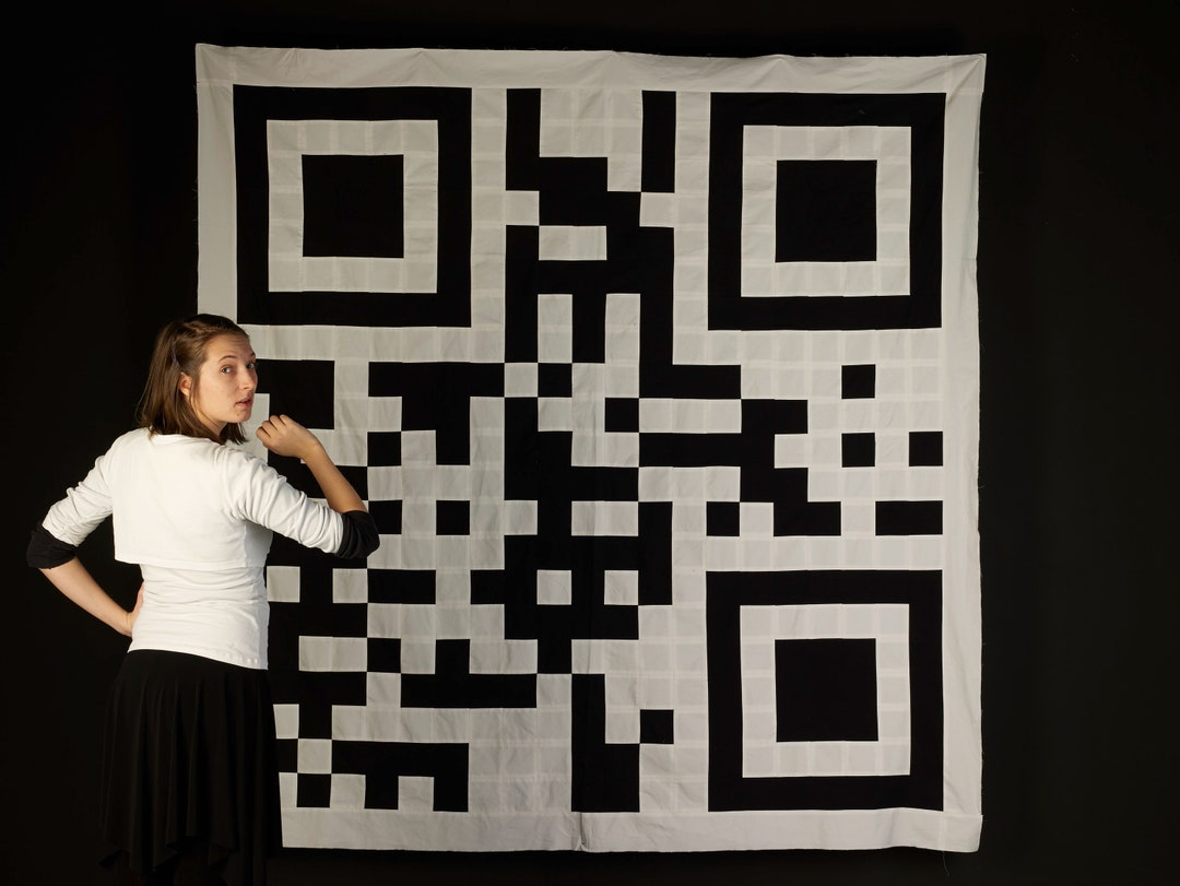 Custom QR Code Patchwork Quilt Bedspread Wedding Quilt Personalization ...