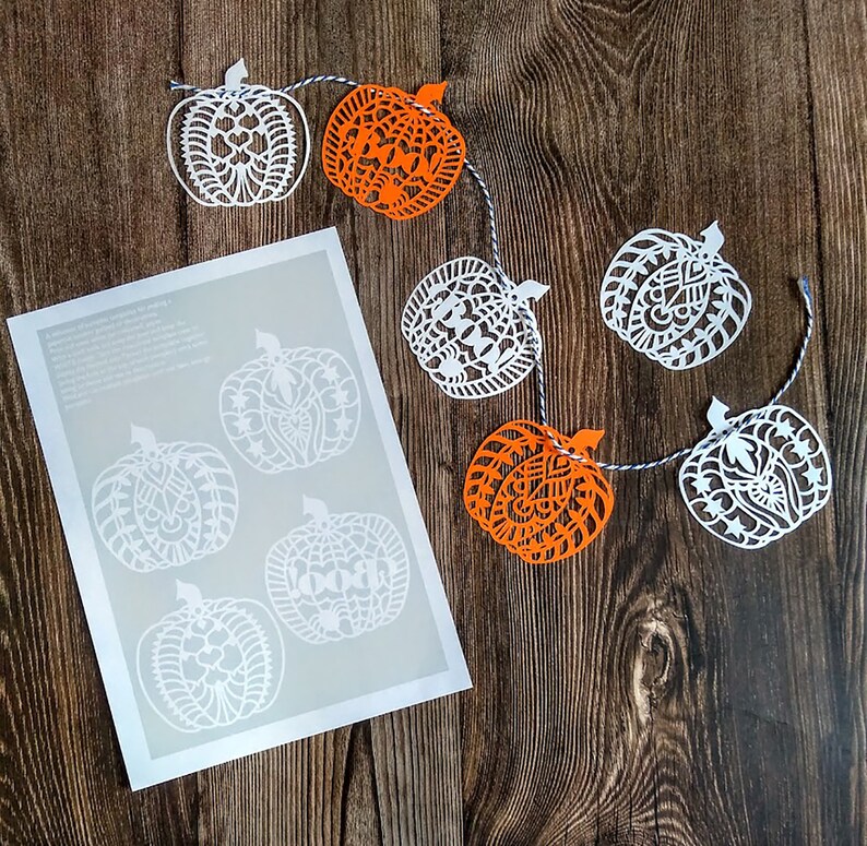 Printable Pumpkin Paper Cutting Bunting Templates for Halloween Card ...