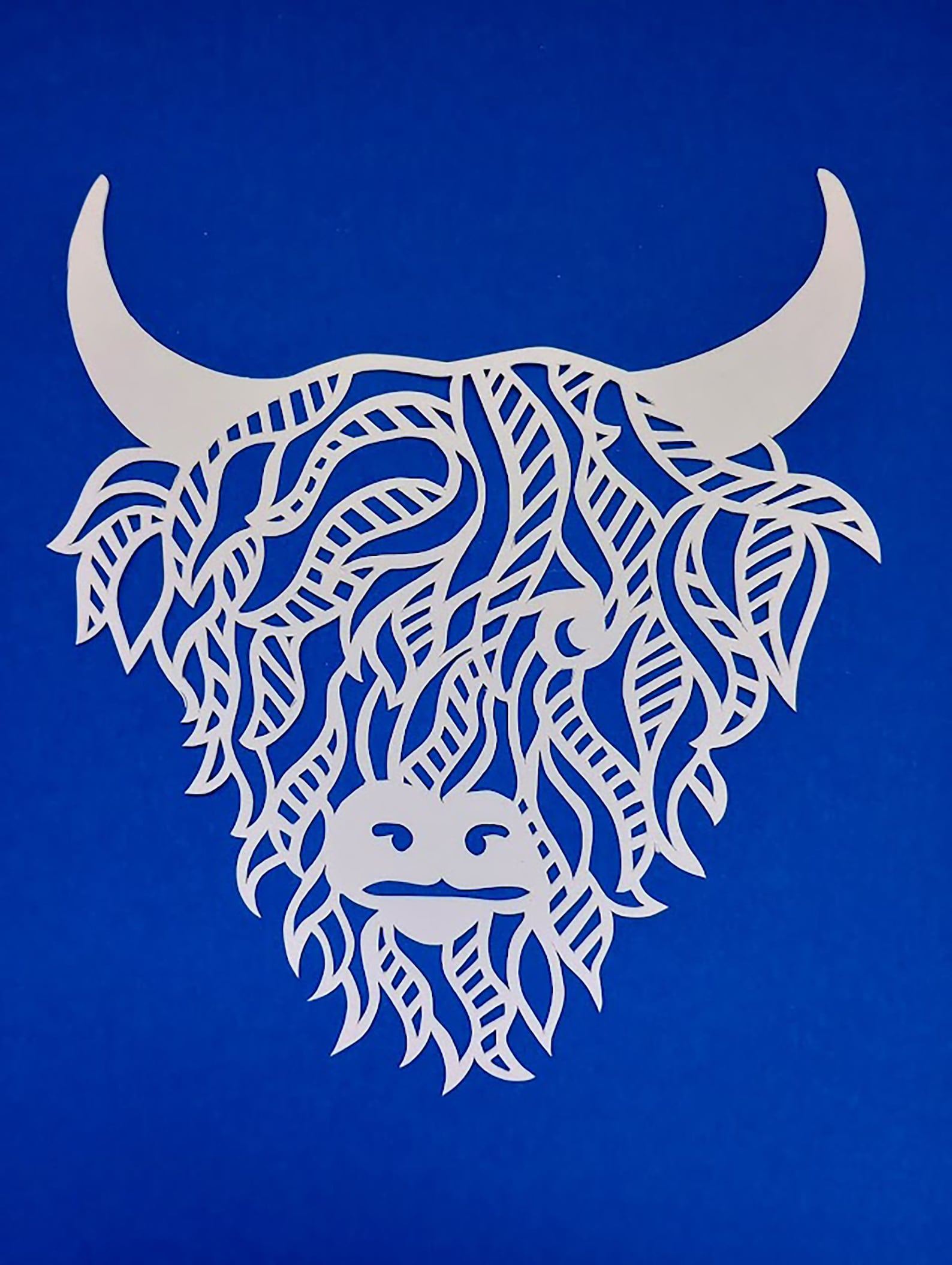 Printable Highland Cow DIY Papercutting Template, Cyanotype Stencil ...