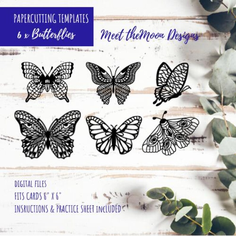 Butterfly Paper Cutting Templates – DIY Card Making, Stencils (PDF ...