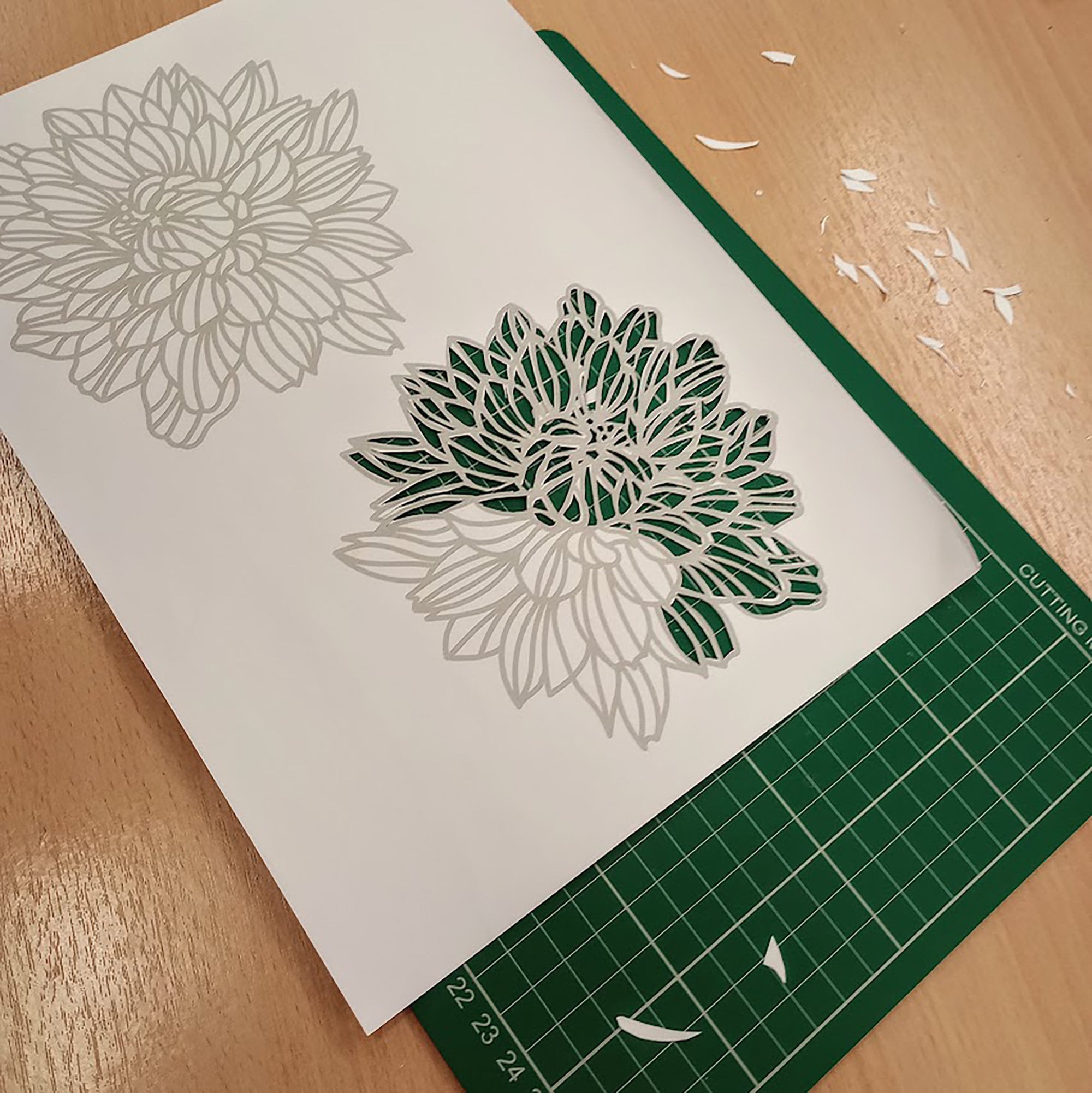 Dahlia Papercutting Digital Template, Stencil, Cutout, Flower for ...