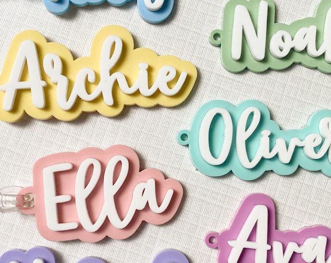 Acrylic Kids Bag Tag Colourful Bag Tag Personalised Bag Tag for Kids ...