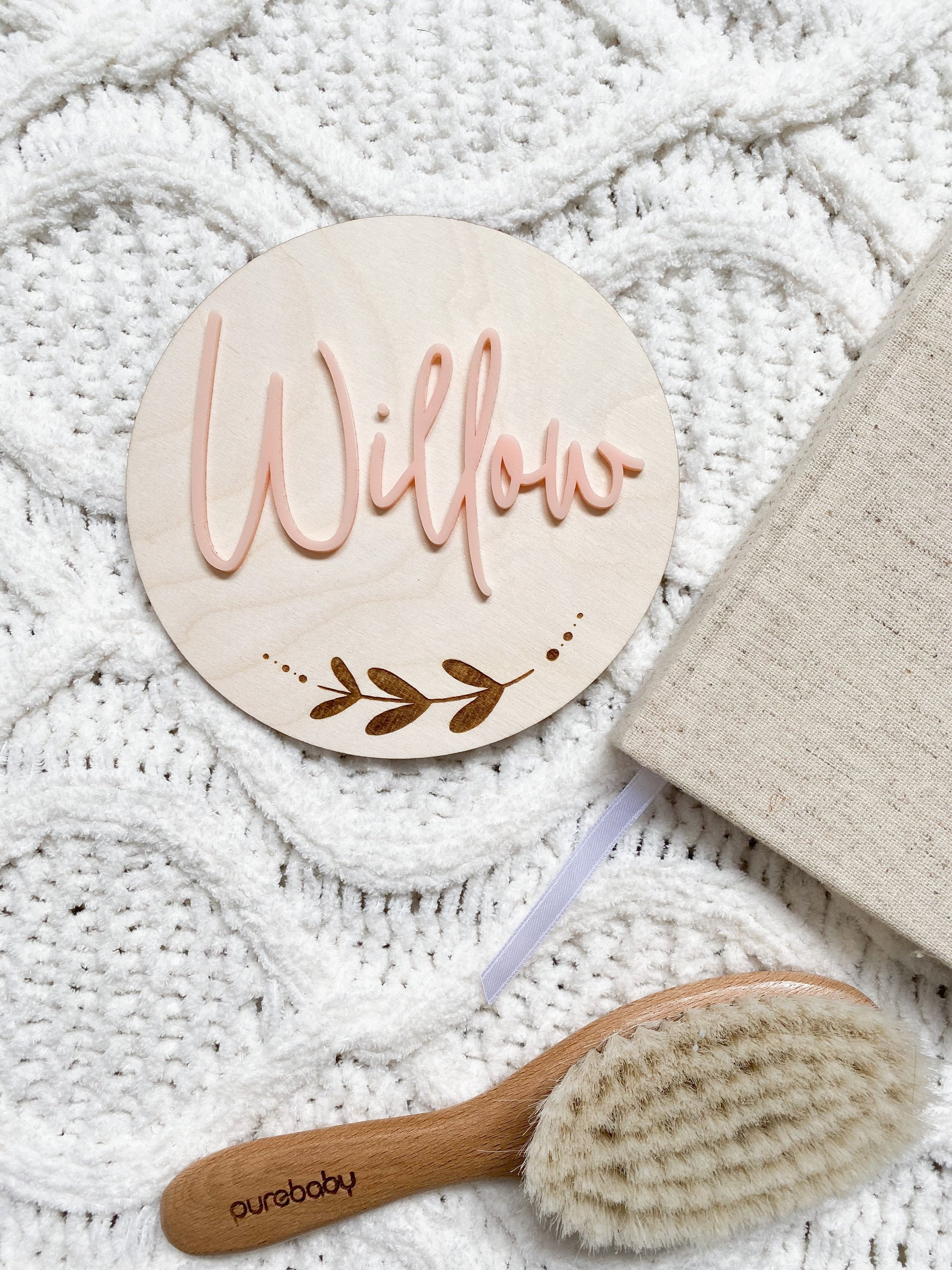 Custom Birth Announcement Plaque Wood and Acrylic Baby Name | Etsy