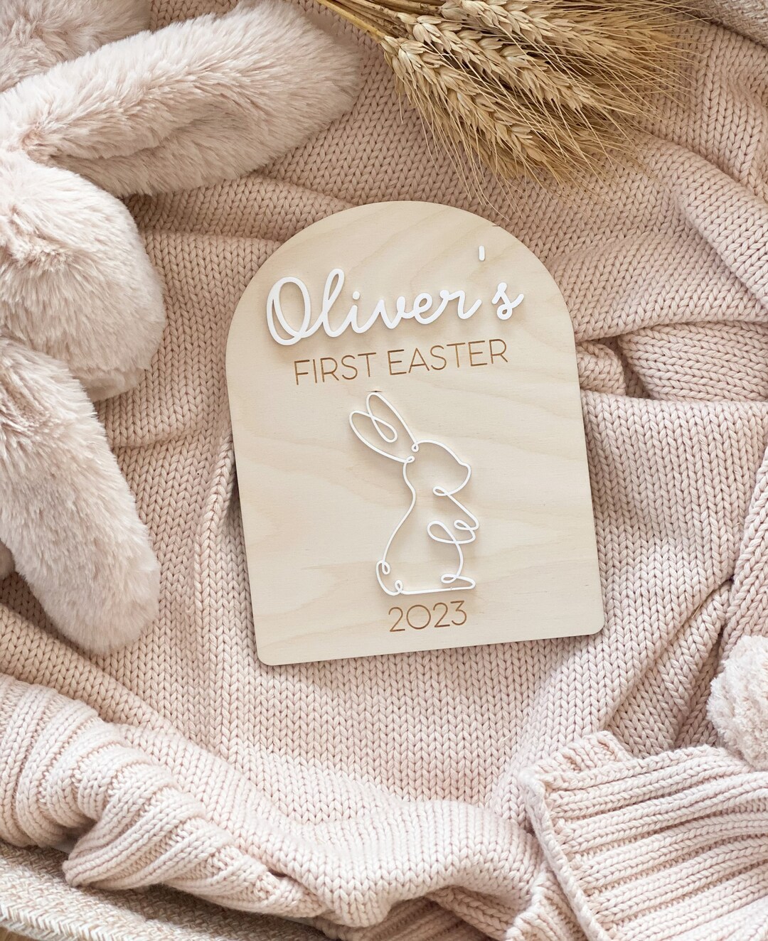 My First Easter Plaque - Wooden Easter Bunny Sign - Babies Milestone ...