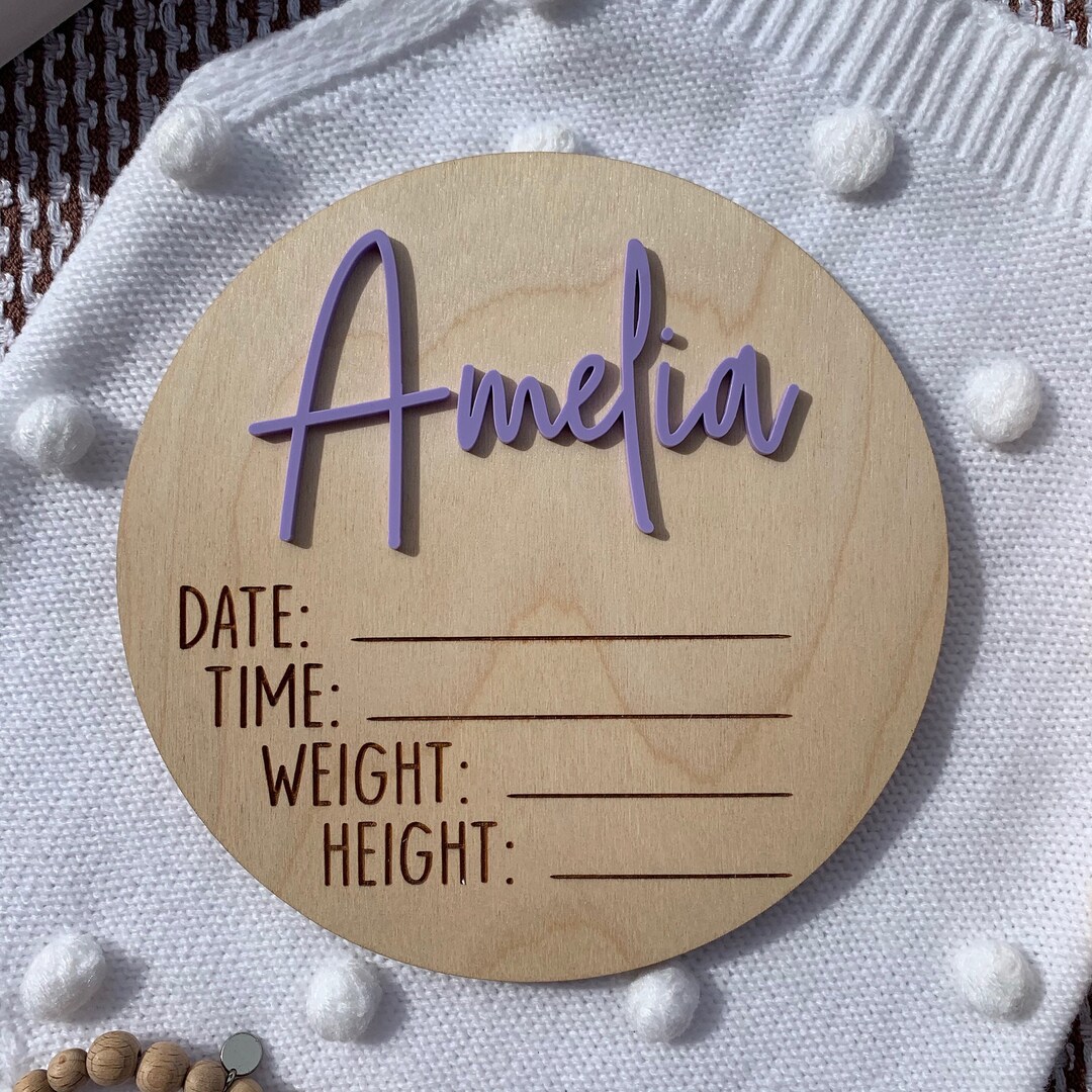 Wooden Birth Details Plaque | Birth Annoucement Plaque | Personalised ...
